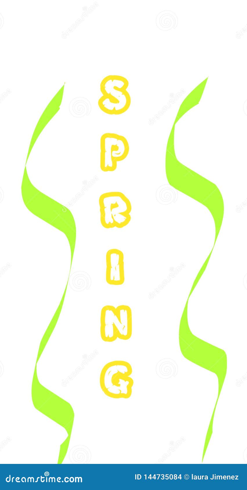 Spring Title Text With Vector Green Leaves In The Background ...