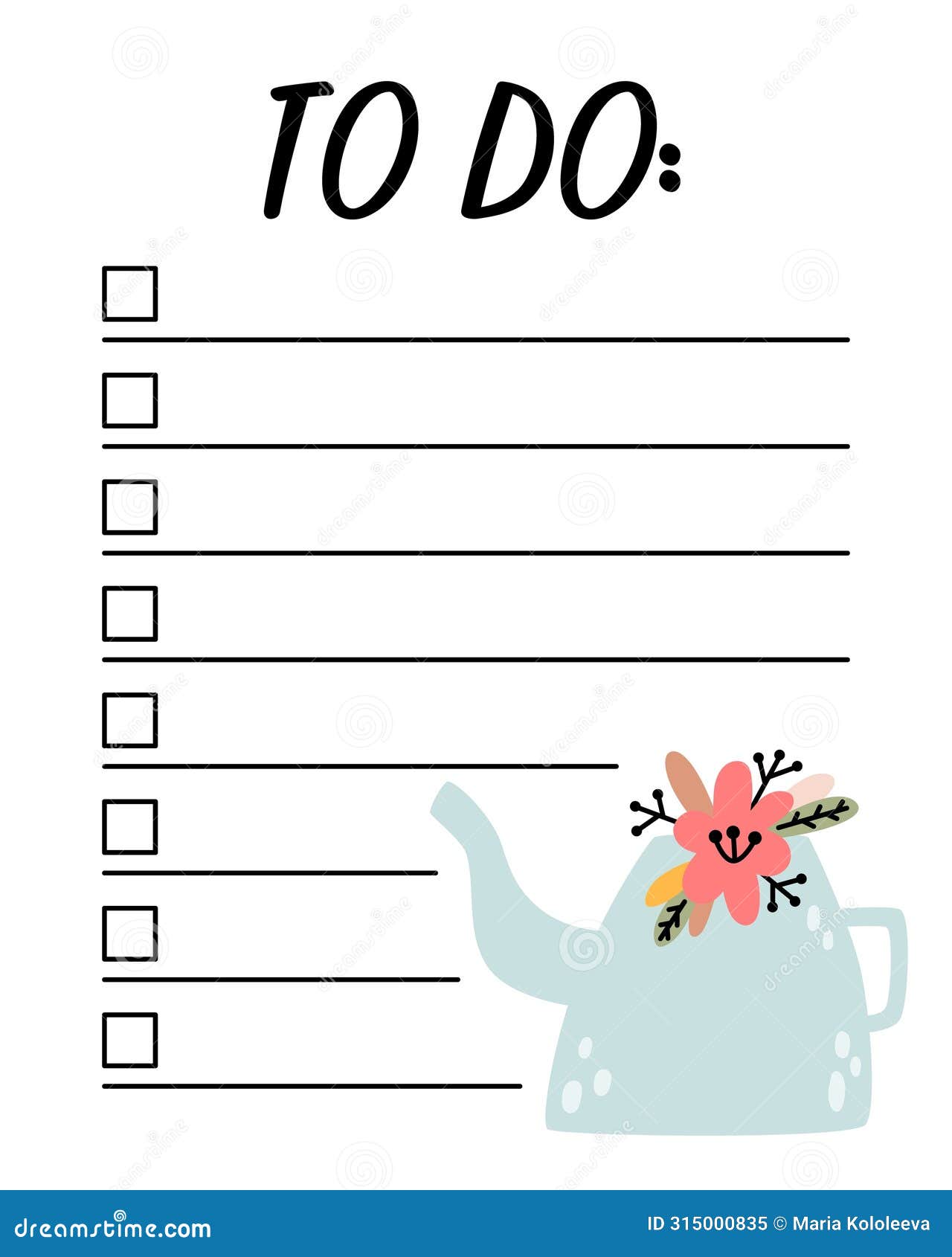 Spring To Do List Template. Organizer and Schedule with Place for Notes ...