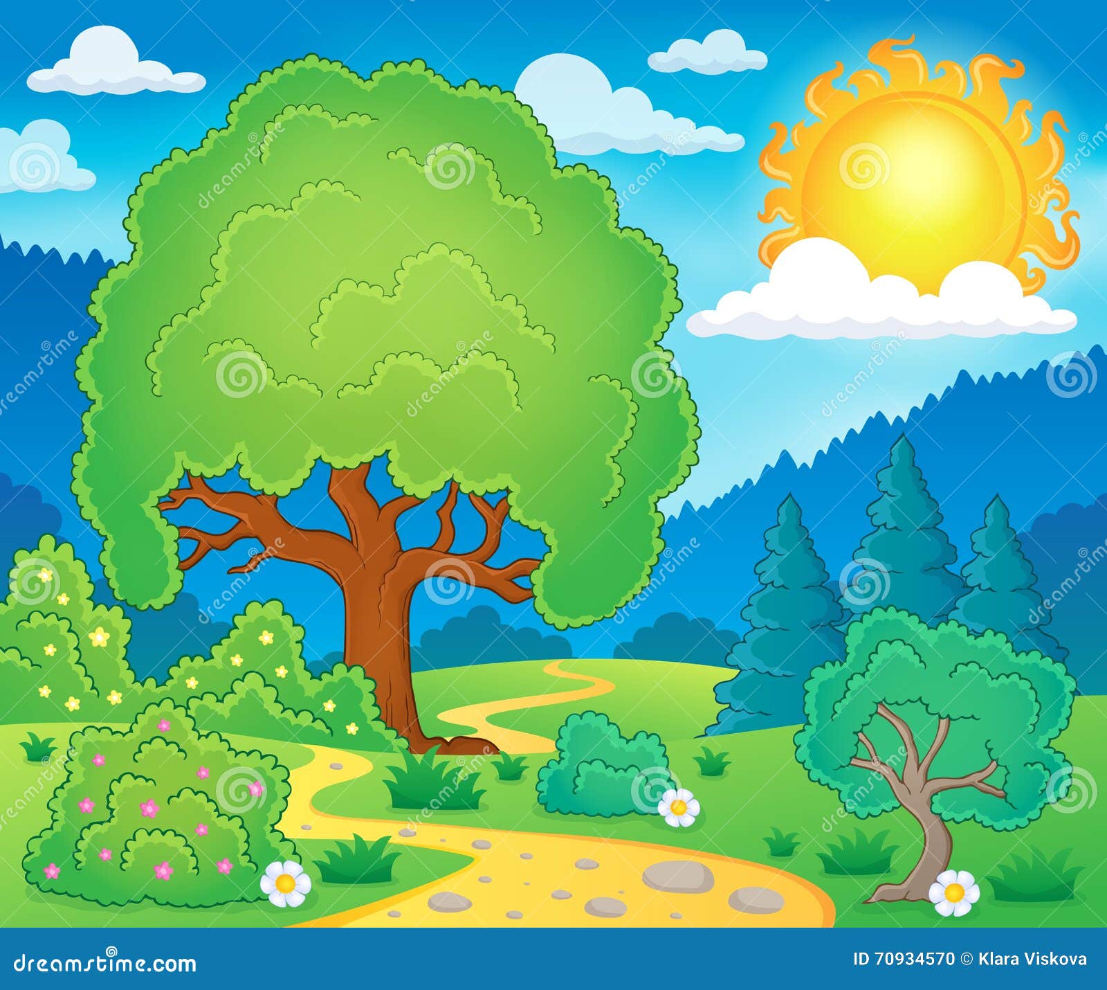 Spring topic scenery 3 stock vector. Illustration of season - 70934570