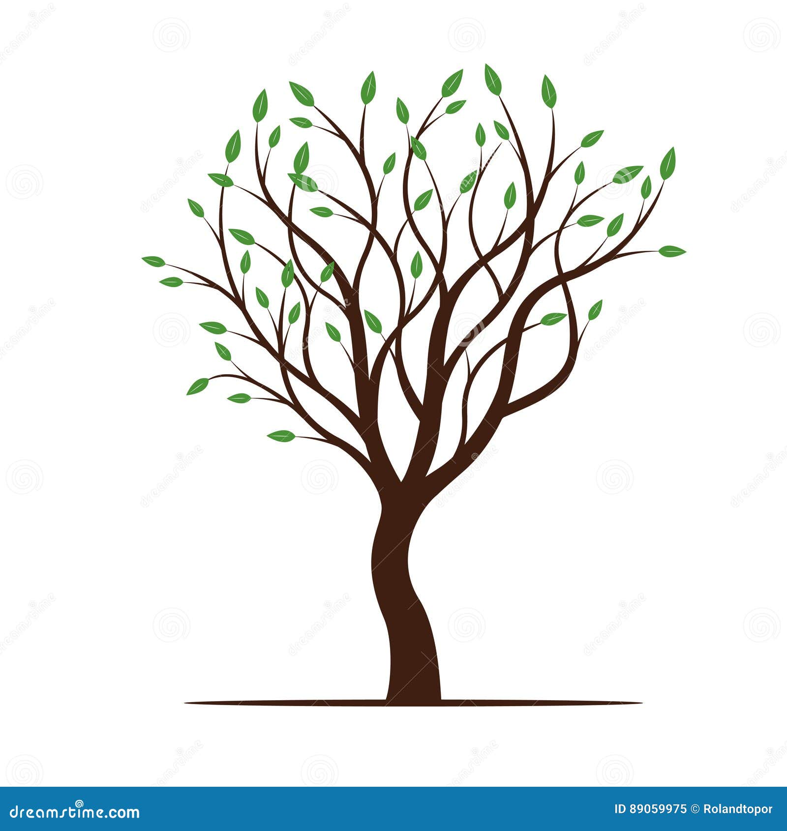 Spring Tree with Green Leafs. Stock Vector - Illustration of plant ...