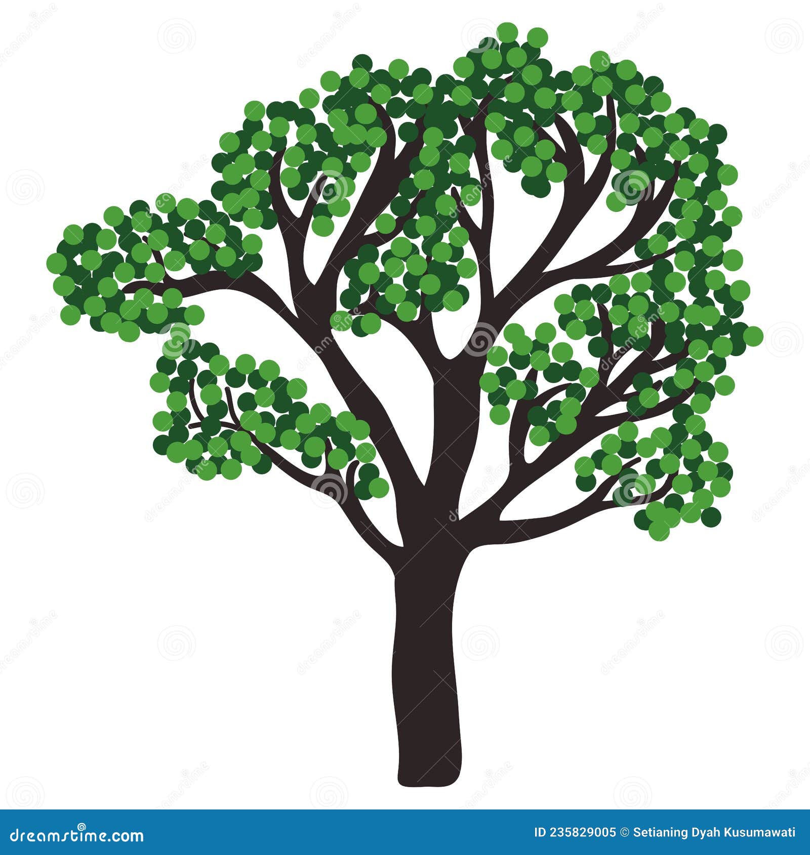 Spring Tree and Leaves Isolated on White Stock Vector - Illustration of ...