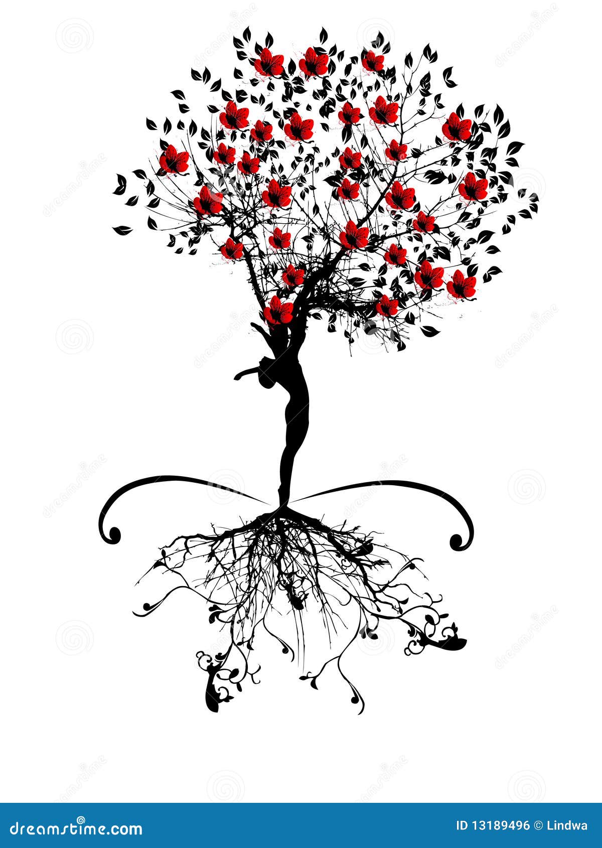 Tree Silhouette Roots Tattoo