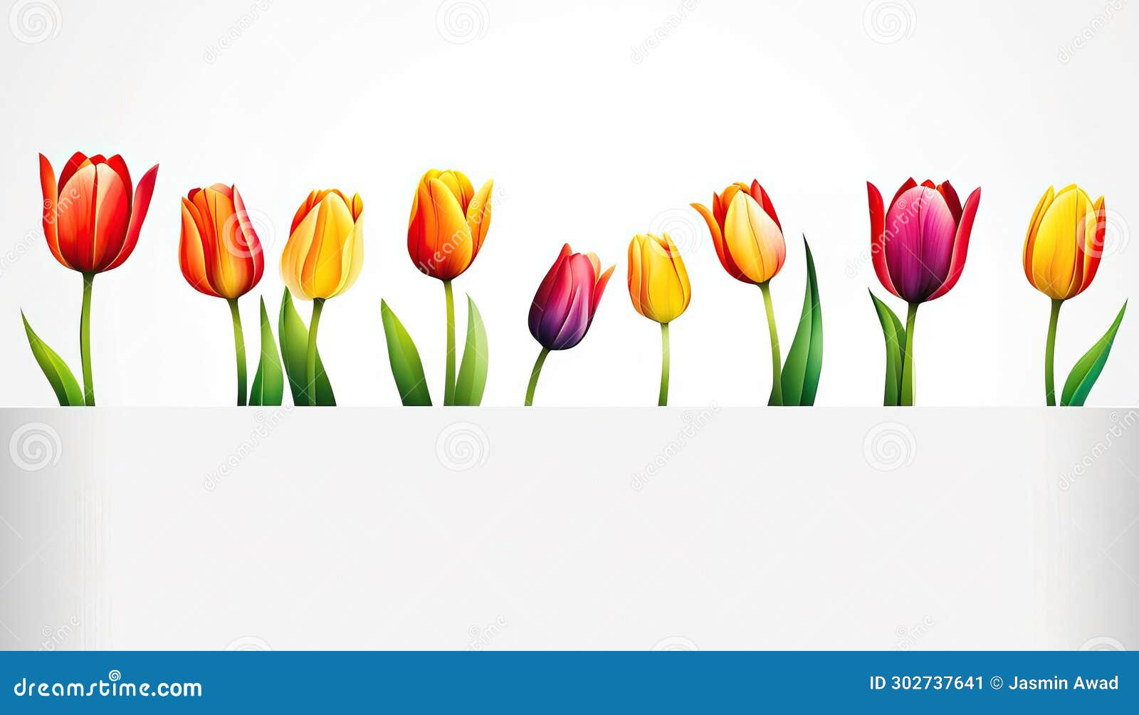 Spring Tulips Banner with Copy Space Stock Illustration - Illustration ...