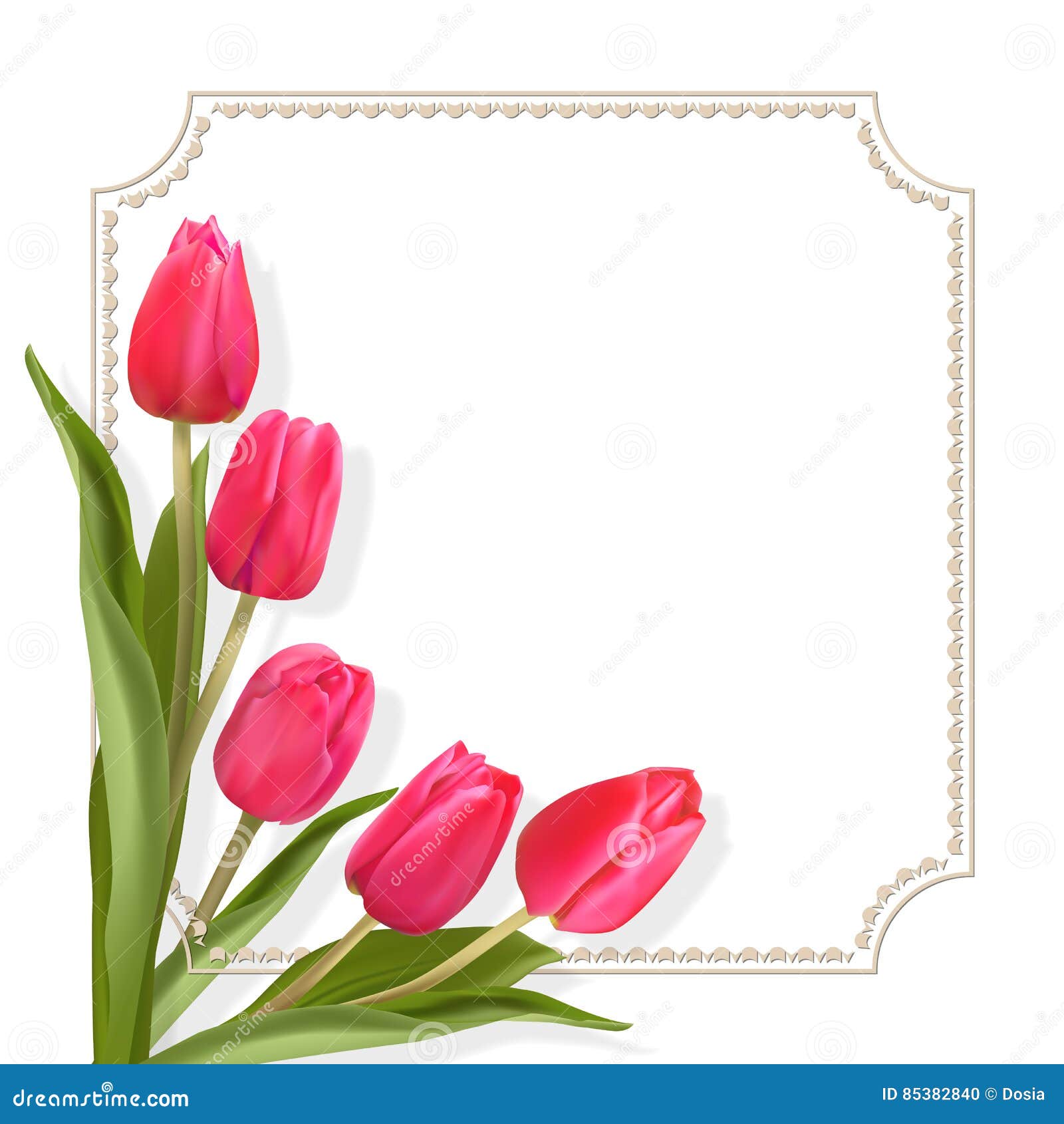 Spring tulips and border stock vector. Illustration of petal - 85382840