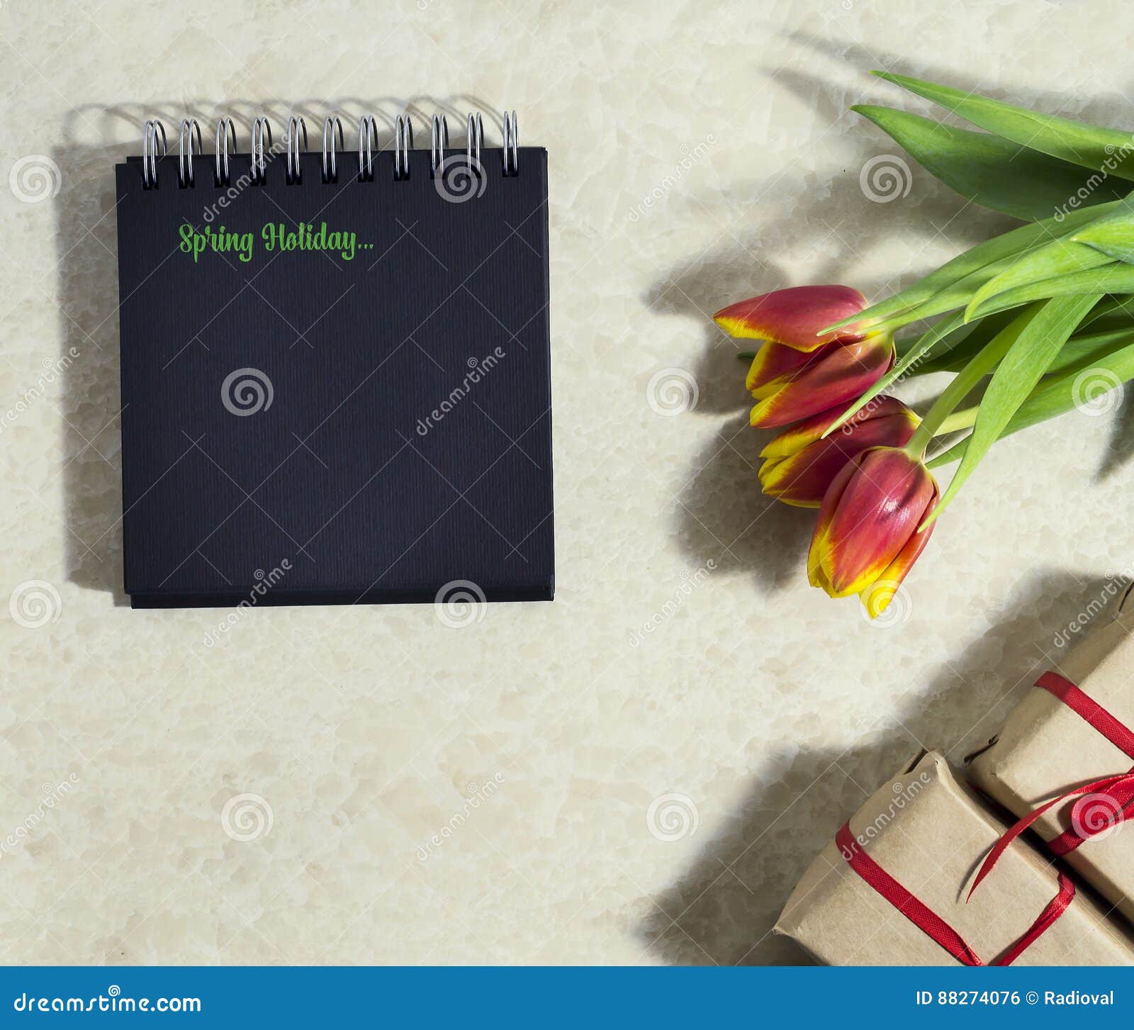 Spring Tulips with a Notebook Stock Photo - Image of shine, abstract ...