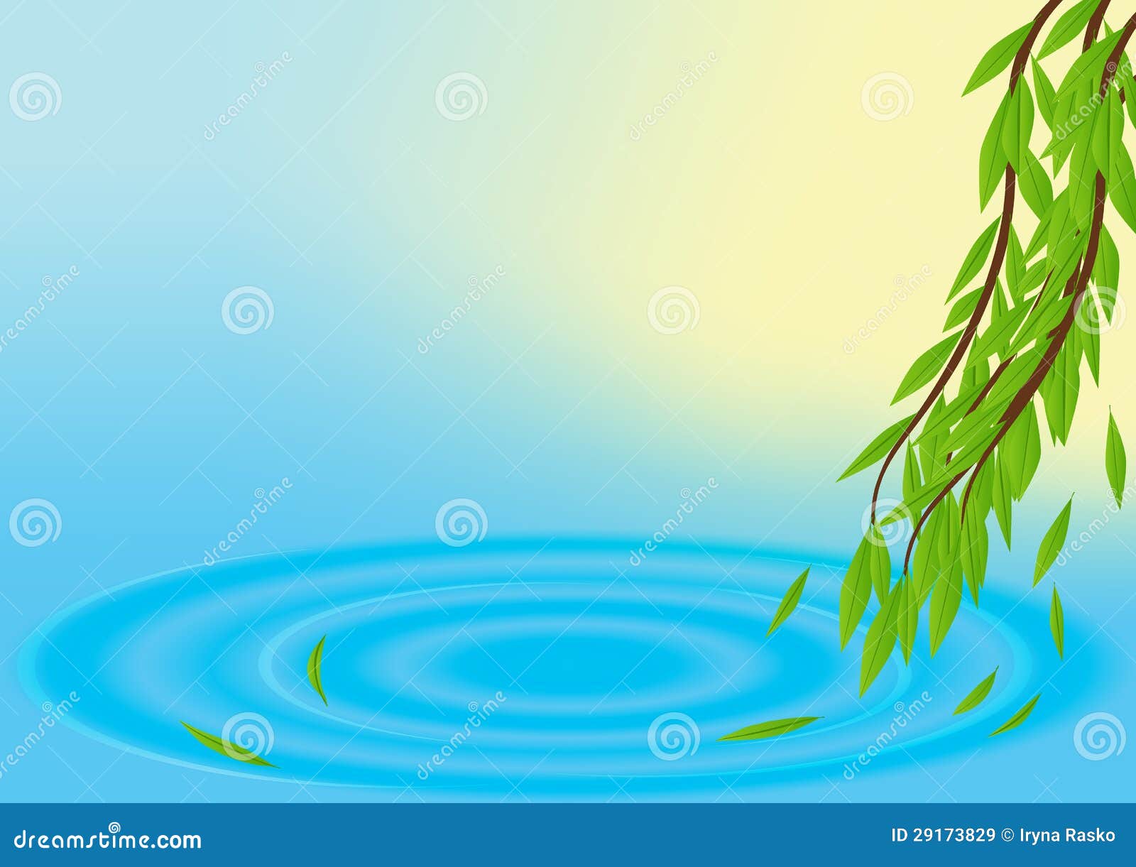 Spring Vector Background with Water and Leaves Stock Vector ...
