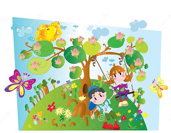 Spring stock illustration. Illustration of active, little - 32488916