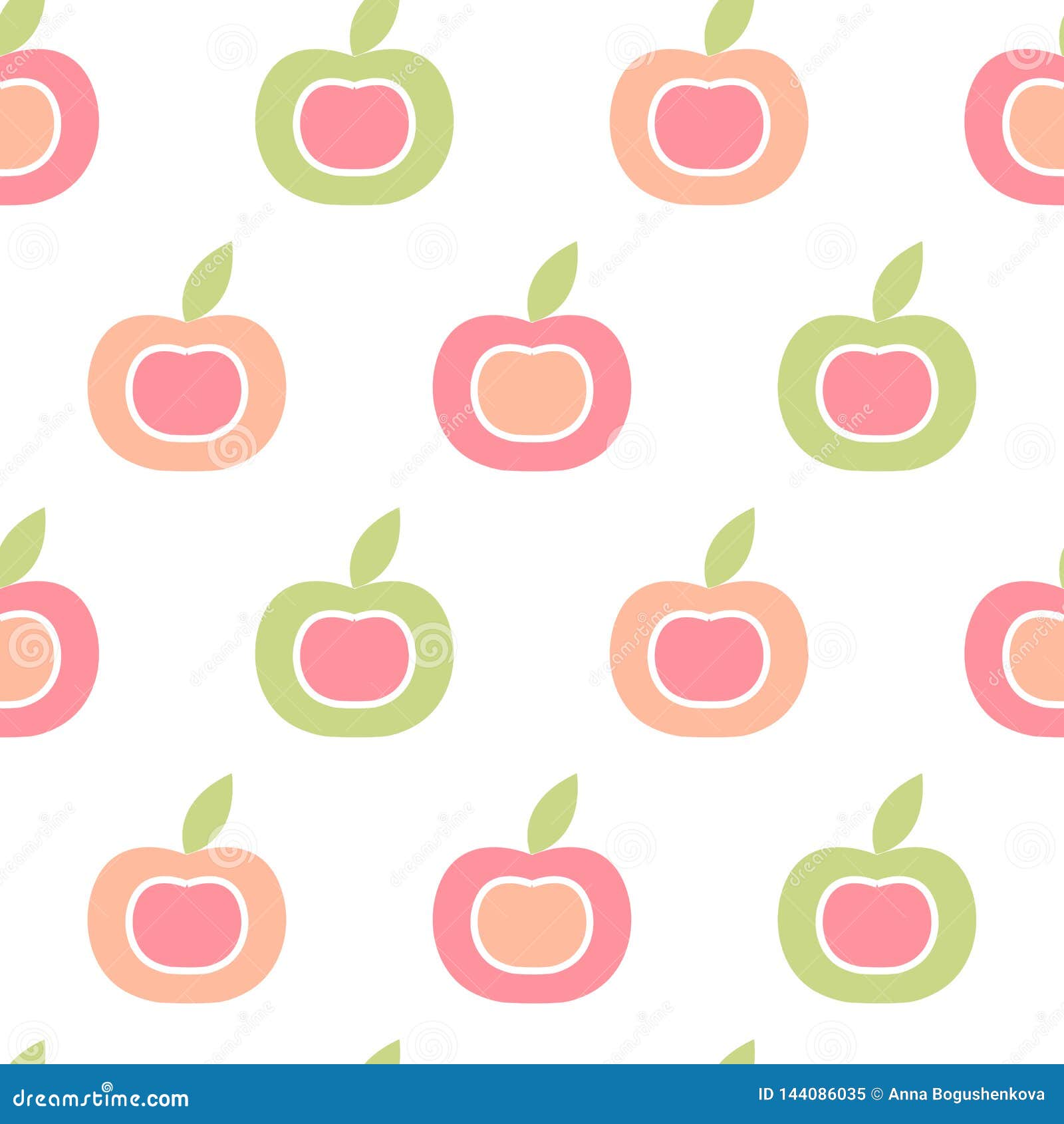 Spring Vector Seamless Apple Pattern in Different Color Stock Vector ...