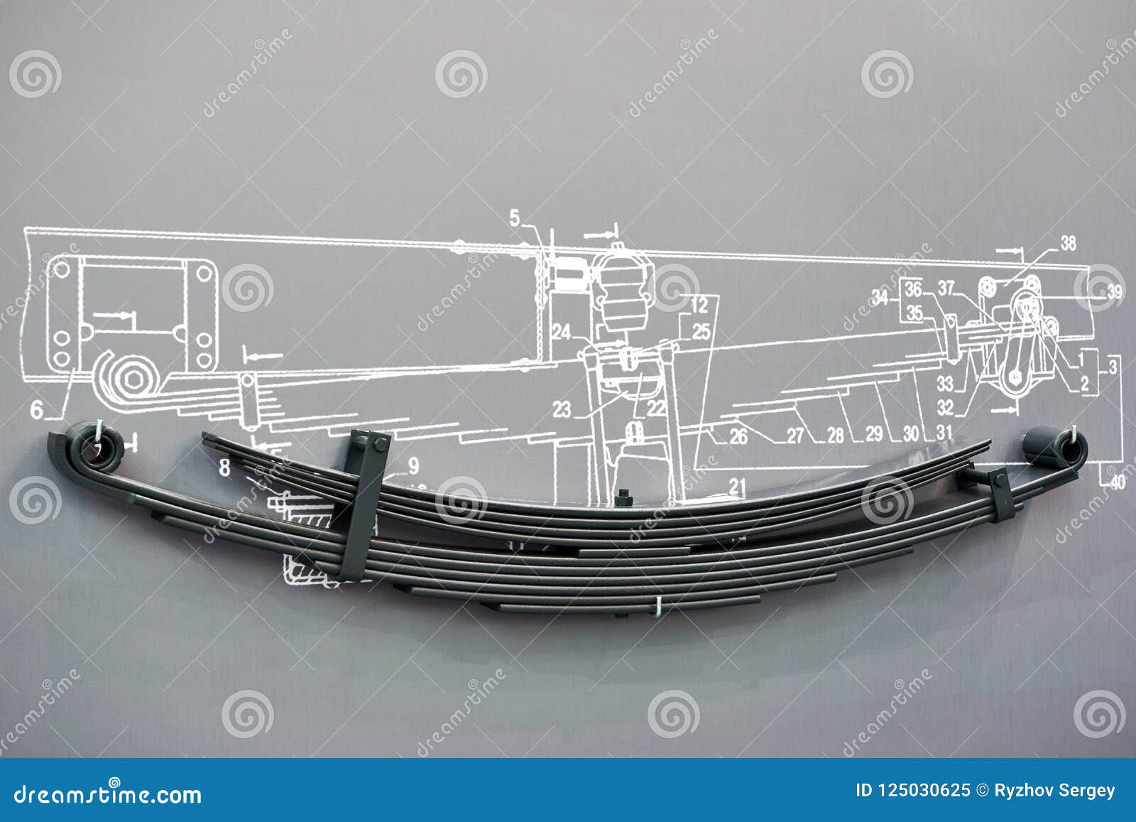 Spring Vehicle Suspension and Drawing Stock Image - Image of industrial ...