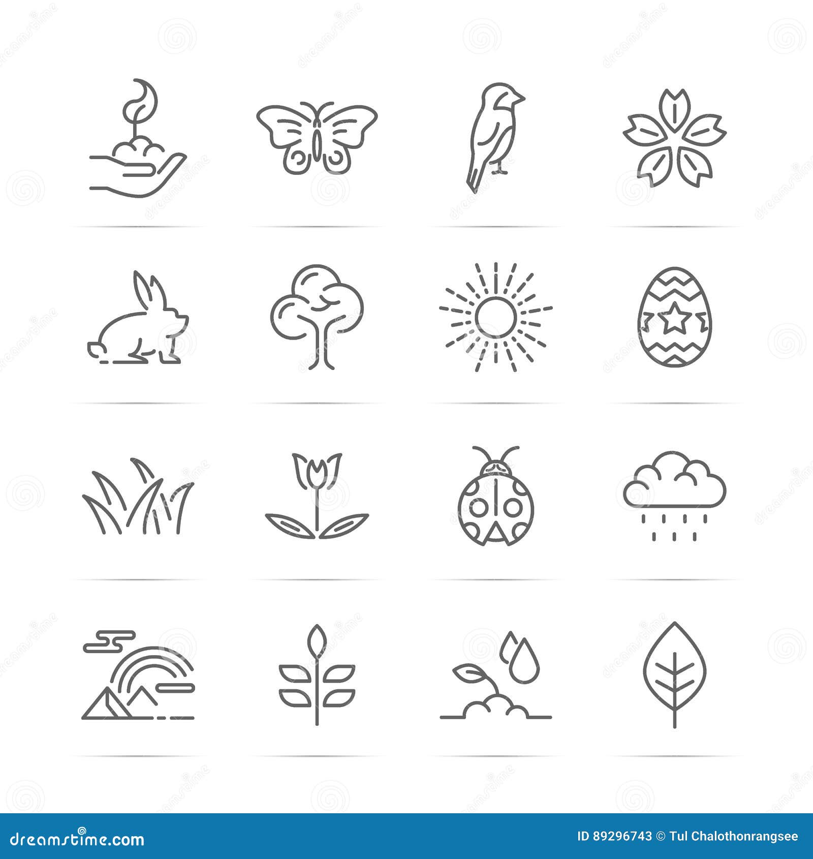 Spring vetor line icons stock vector. Illustration of grass - 89296743