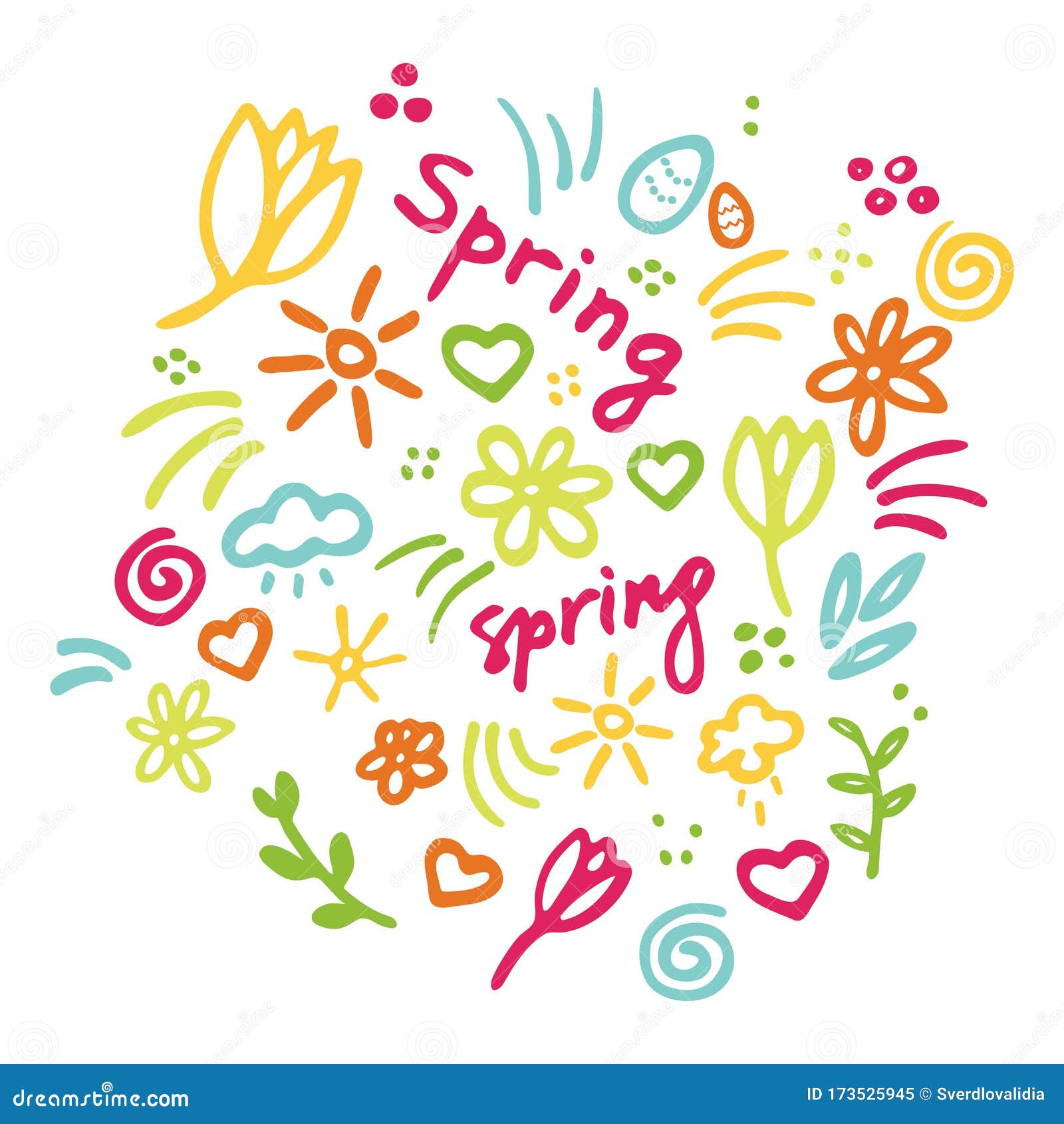 Spring Vibes. Marker Hand Drawn Illustration Stock Vector ...