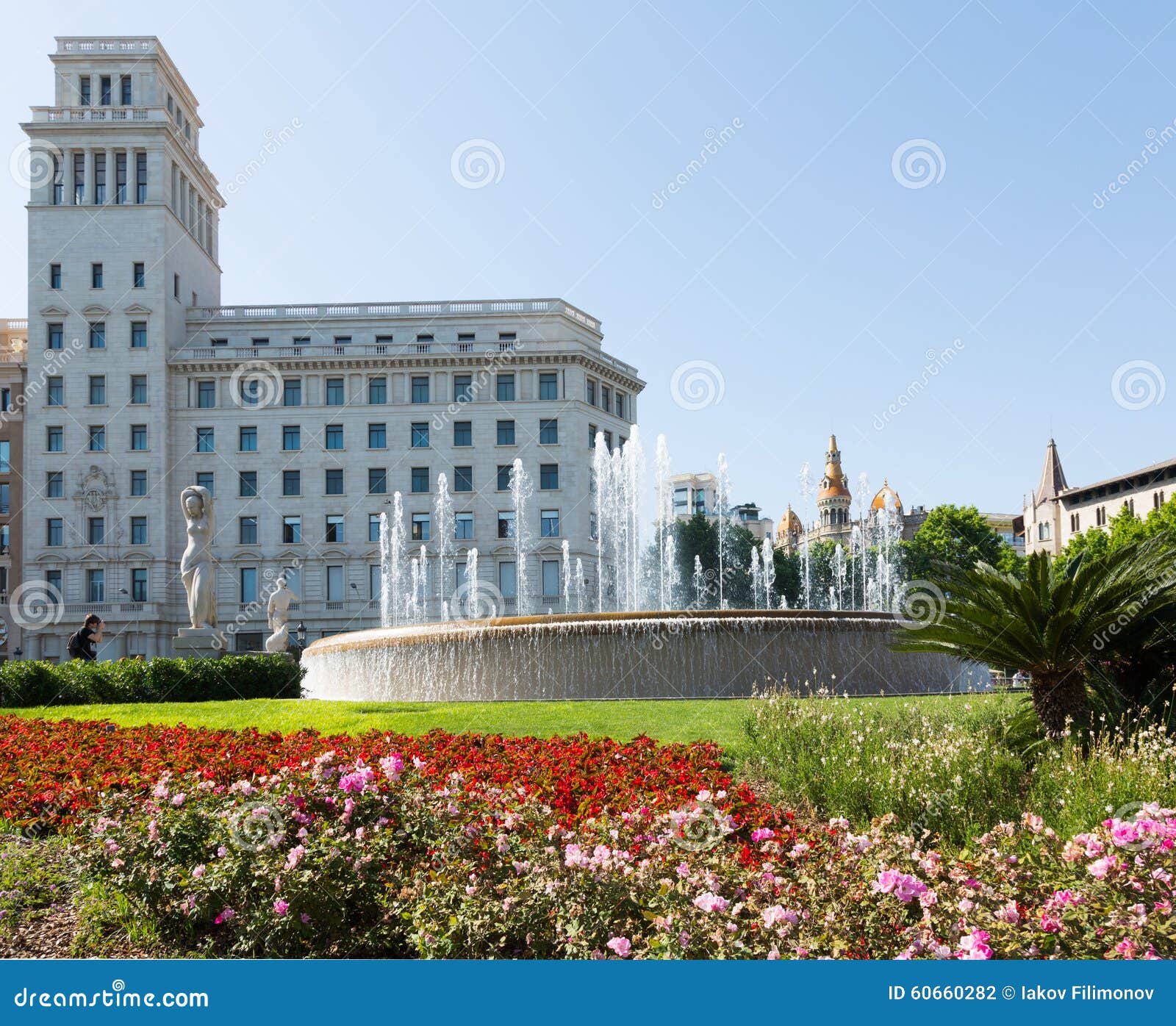 Spring View of Catalonia Square. Barcelona Stock Photo - Image of urban ...