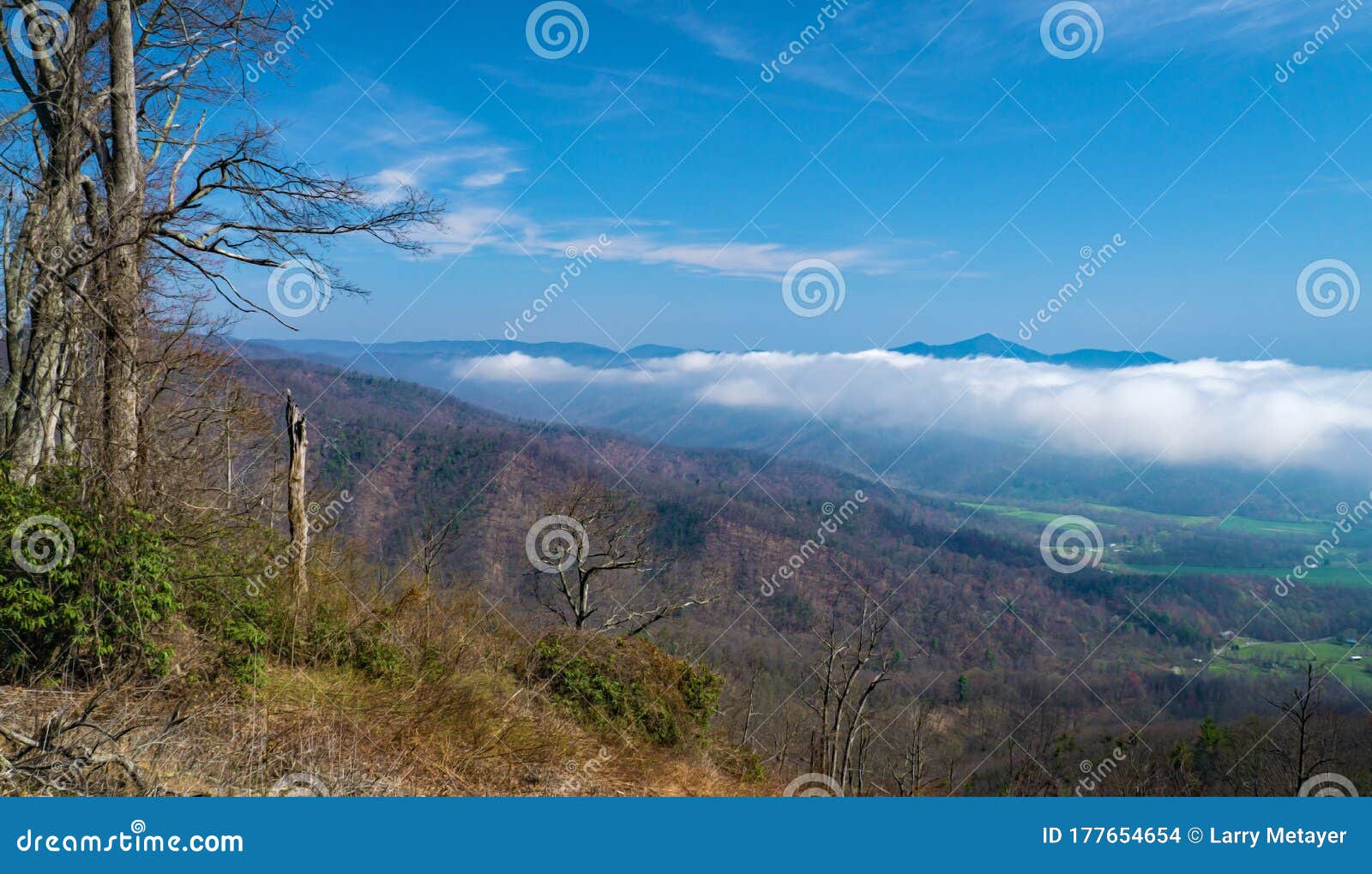 A Spring View of Devils Backbone and Valley Clouds Stock Photo - Image ...