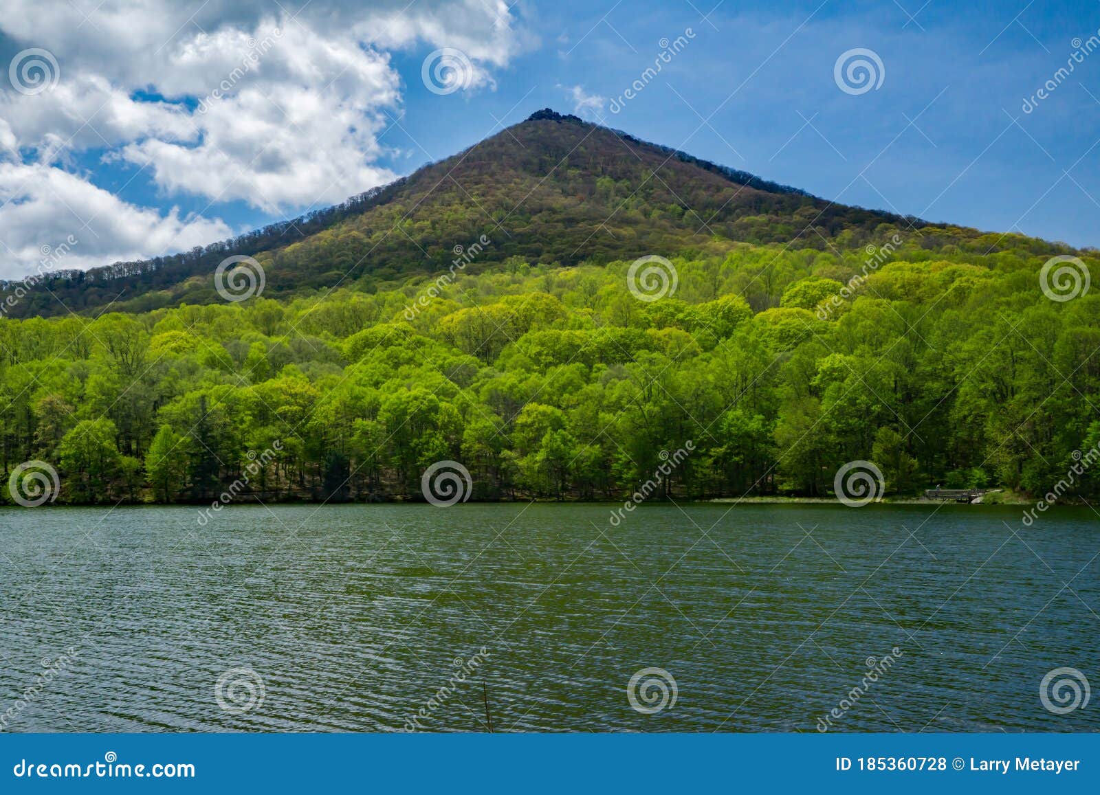 Spring View of Sharp Top Mountain and Abbott Lake Stock Photo - Image ...
