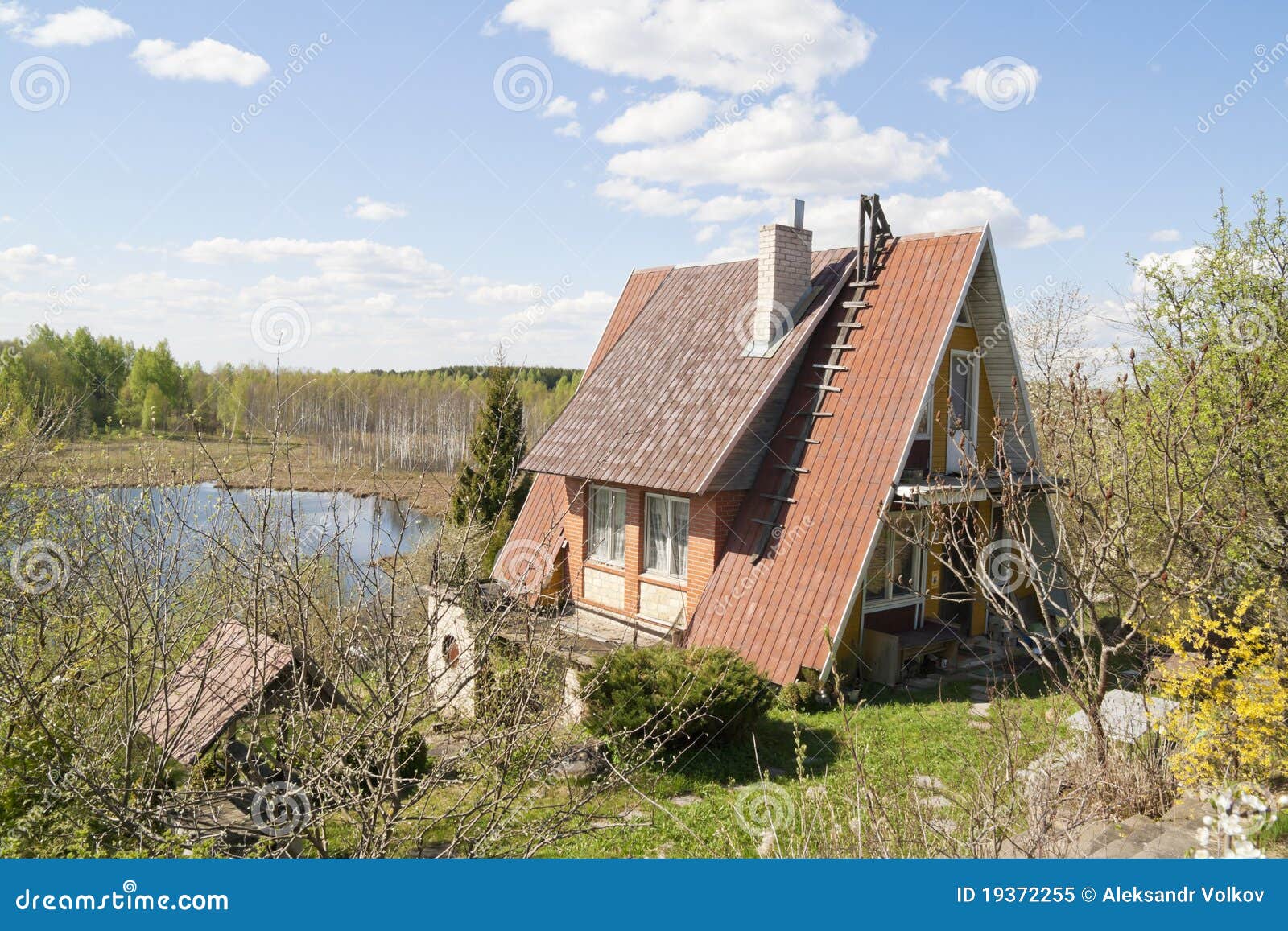 Spring in village stock image. Image of garden, gardening - 19372255