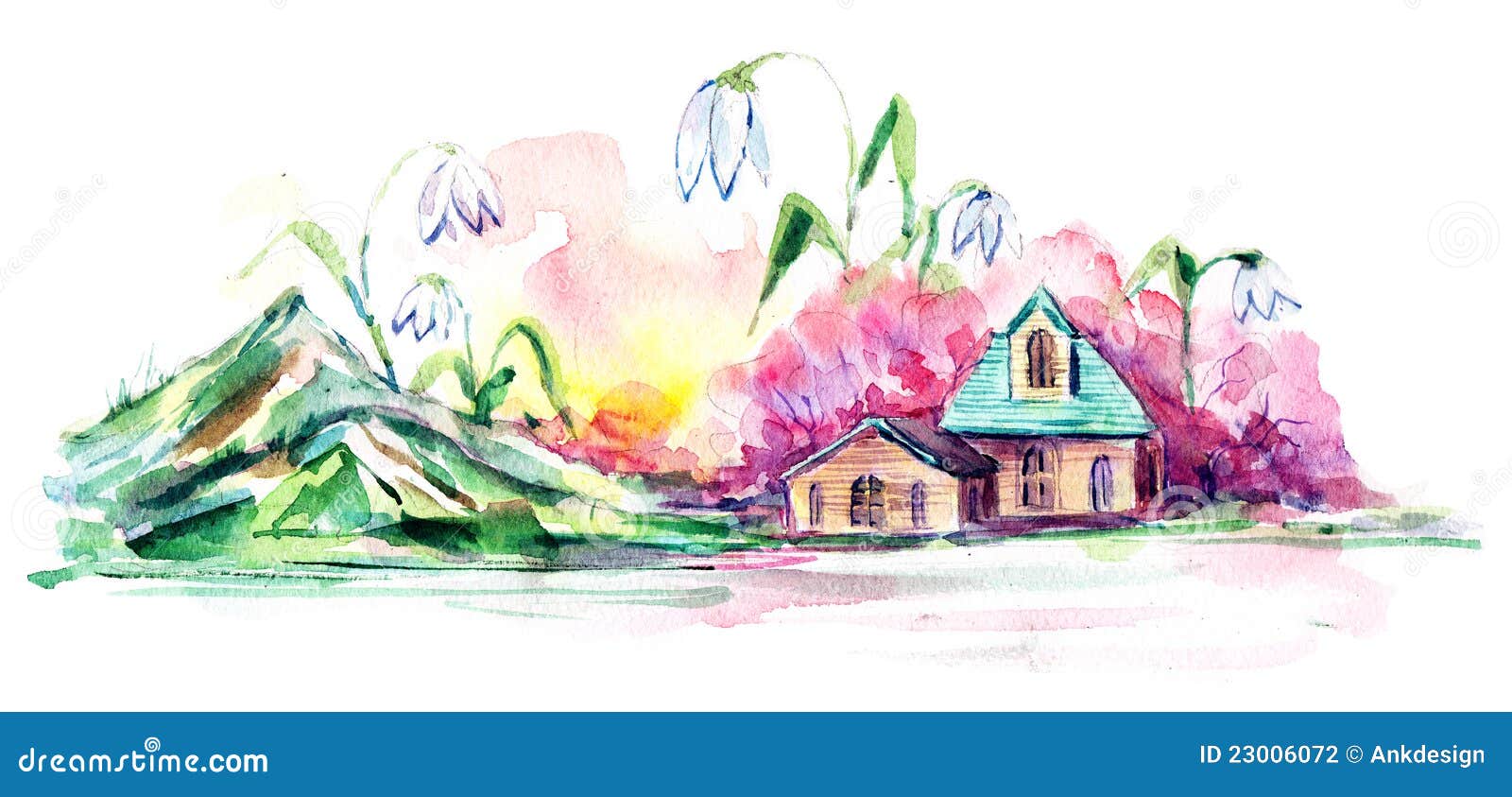 Spring village stock illustration. Illustration of growing - 23006072