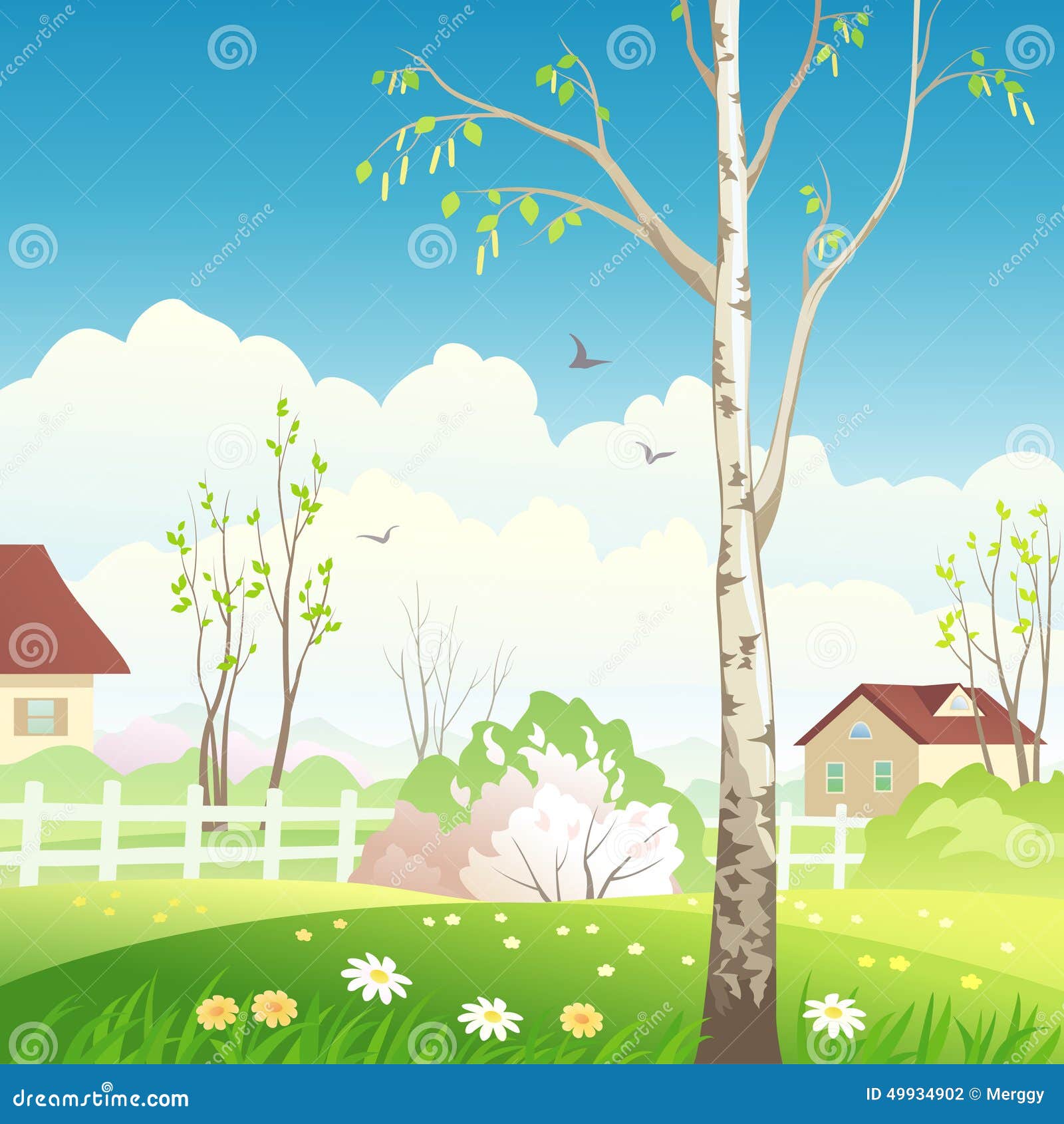 Spring village stock vector. Illustration of cartoon - 49934902