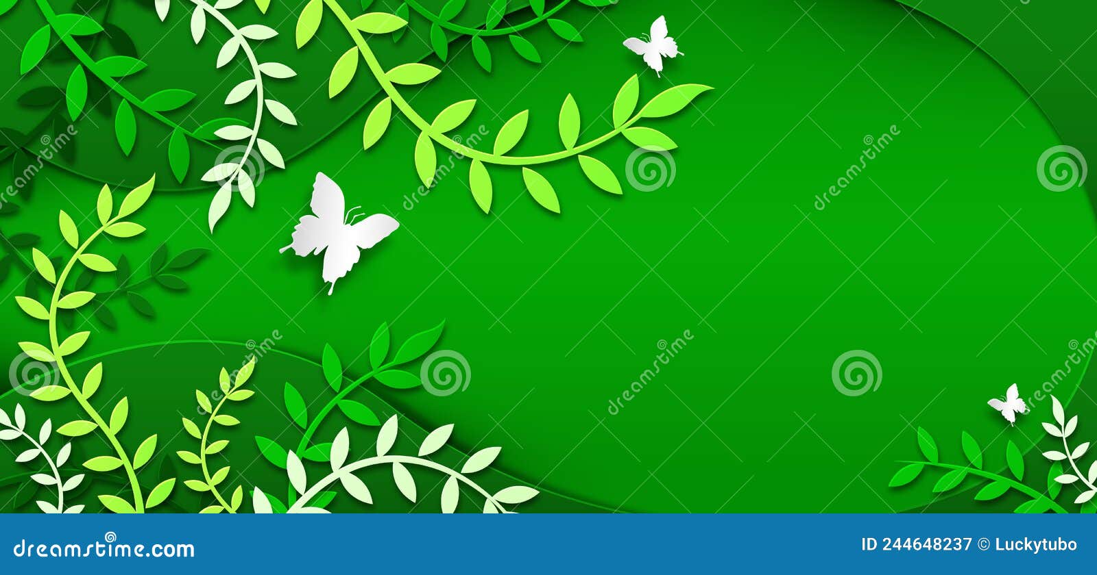 Spring Vines and Butterflies Paper Cut Background Stock Illustration ...