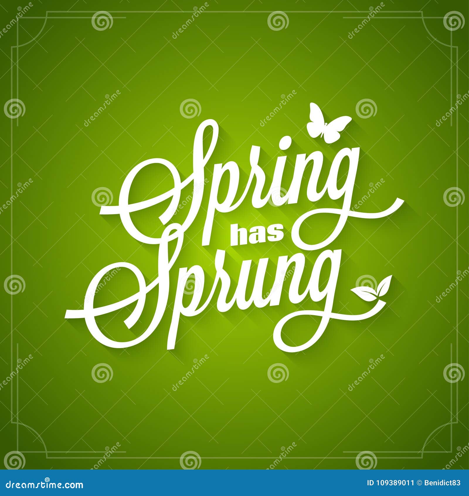 Spring Vintage Lettering. Spring Has Sprung Logo on Green Background ...