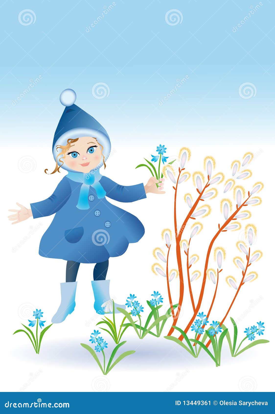 Spring walk stock vector. Illustration of nature, child - 13449361