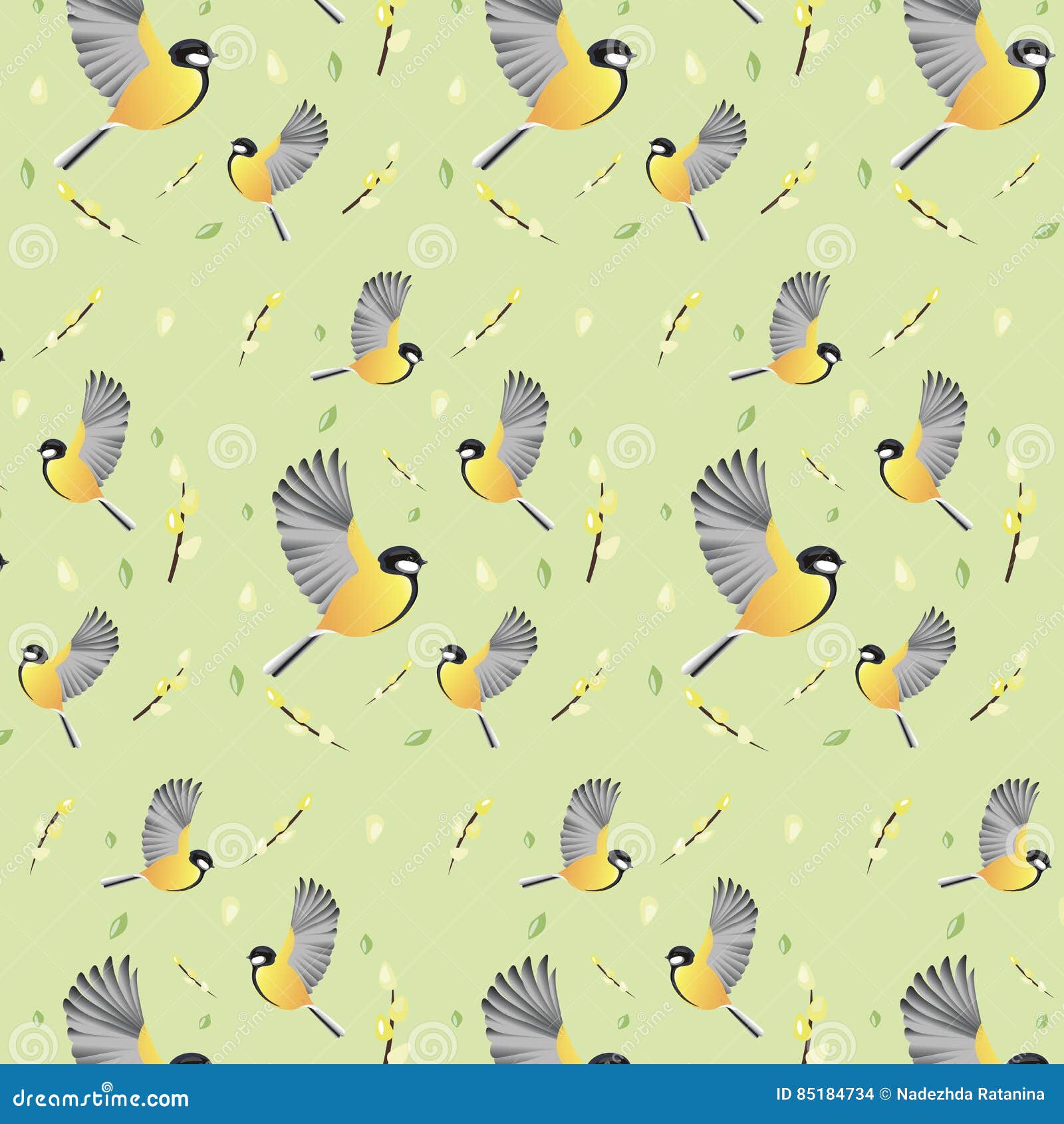Wallpaper With Birds Cartoon Vector | CartoonDealer.com #86532007