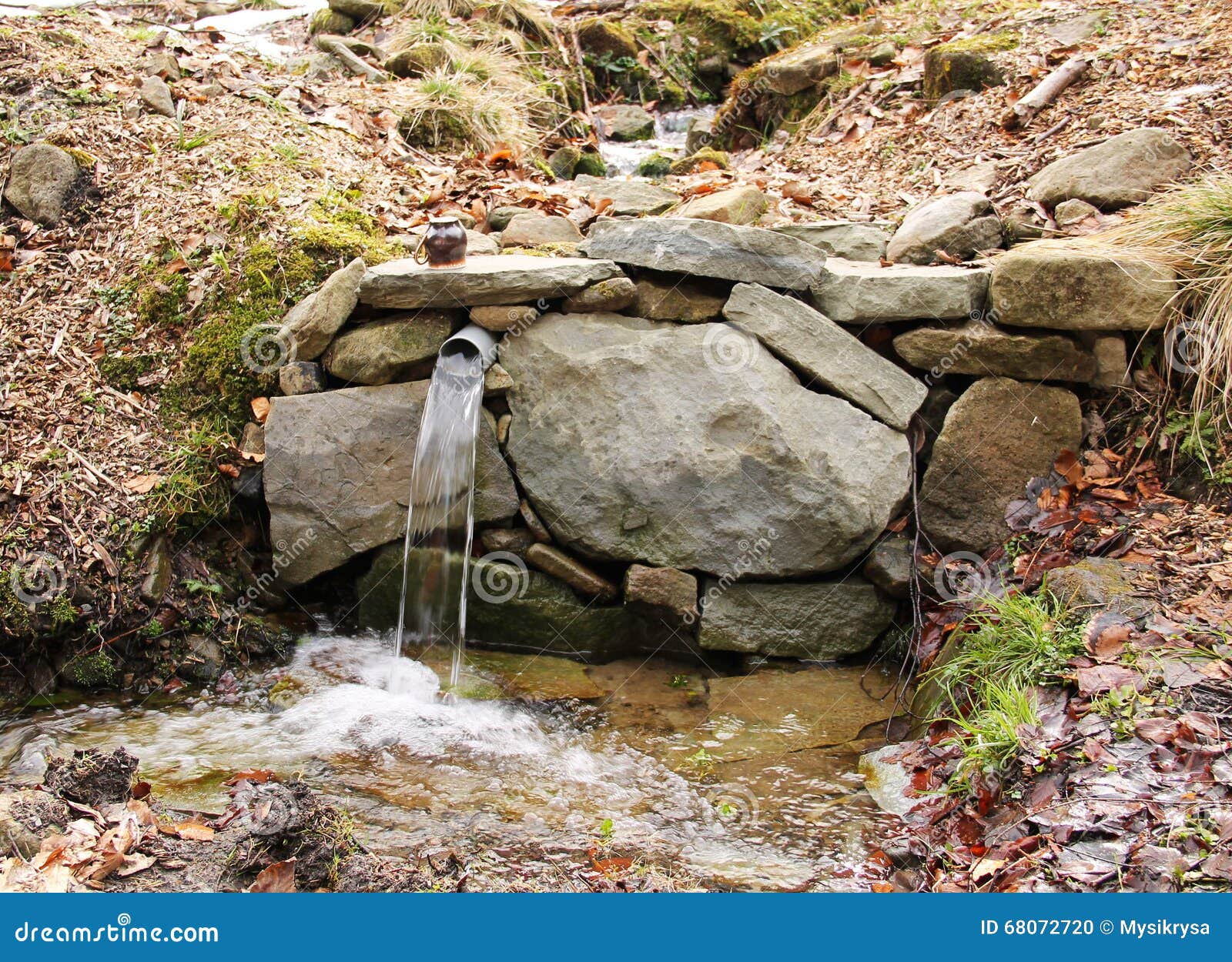 Spring of water stock photo. Image of fount, brook, nature - 68072720