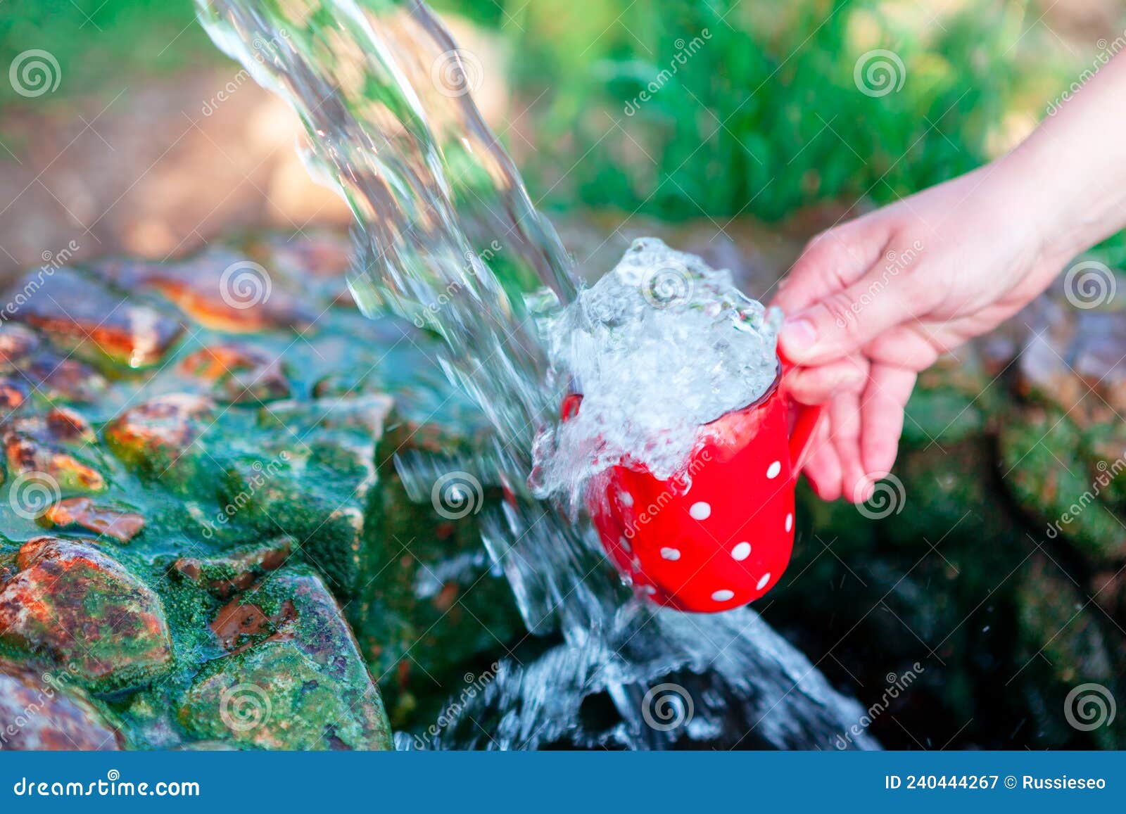 Spring Water Flows into a Cup Stock Image - Image of cold, freshwater ...