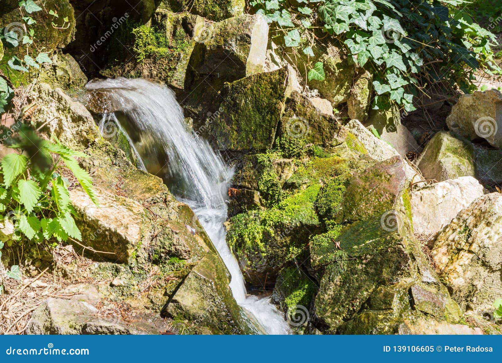 Spring, Water Flows from the Rock Stock Image - Image of peaceful ...