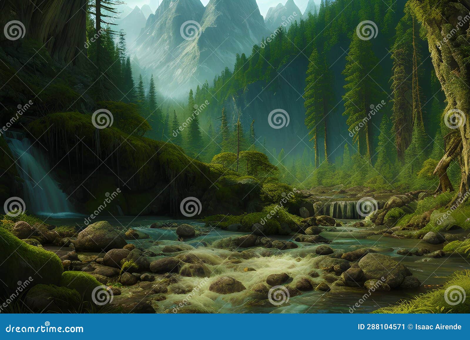 A Spring Water that Gracefully Flows through a Rocky Forest Path. Stock ...