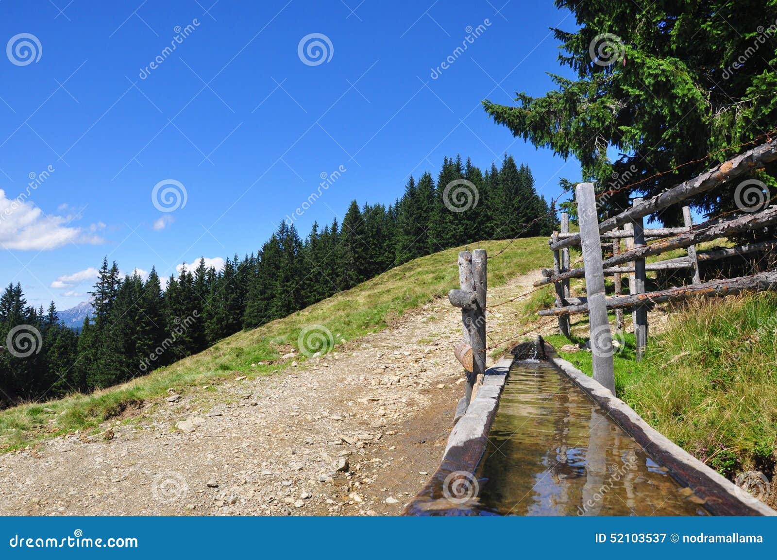 Spring Water in Wooden Well in the Alps Stock Image - Image of drinking ...