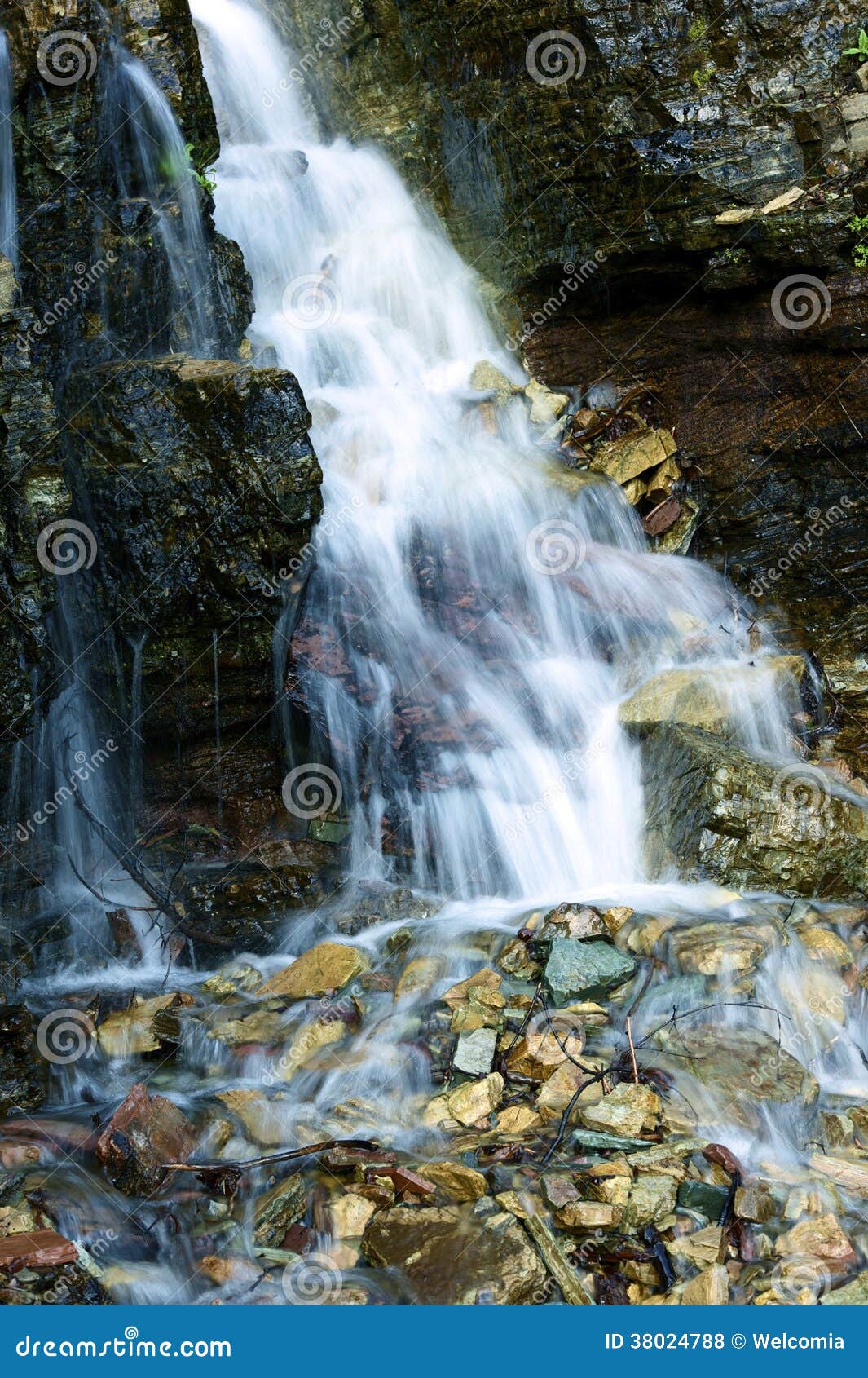 Spring Waterfall stock photo. Image of spring, montana - 38024788
