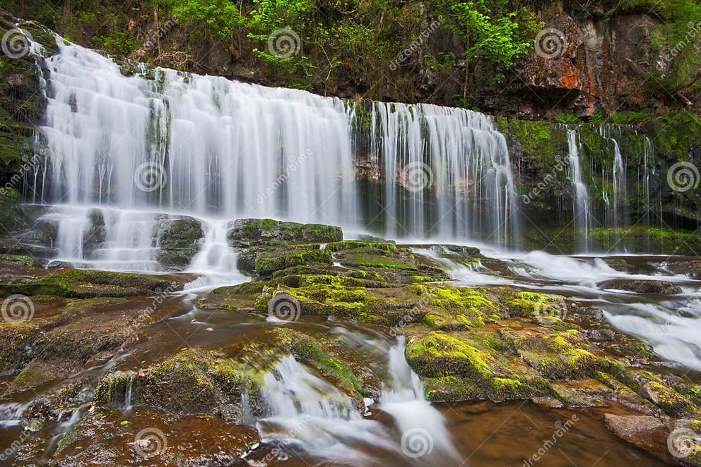 Spring Waterfall in the Brecon Beacons Stock Photo - Image of river ...