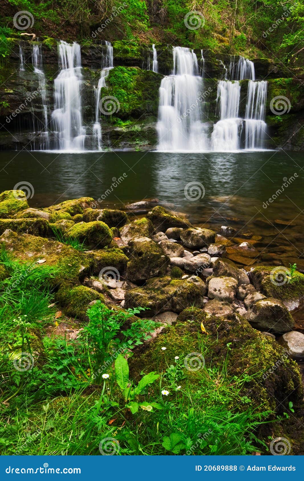 Spring Waterfall in the Brecon Beacons Stock Photo - Image of moss ...