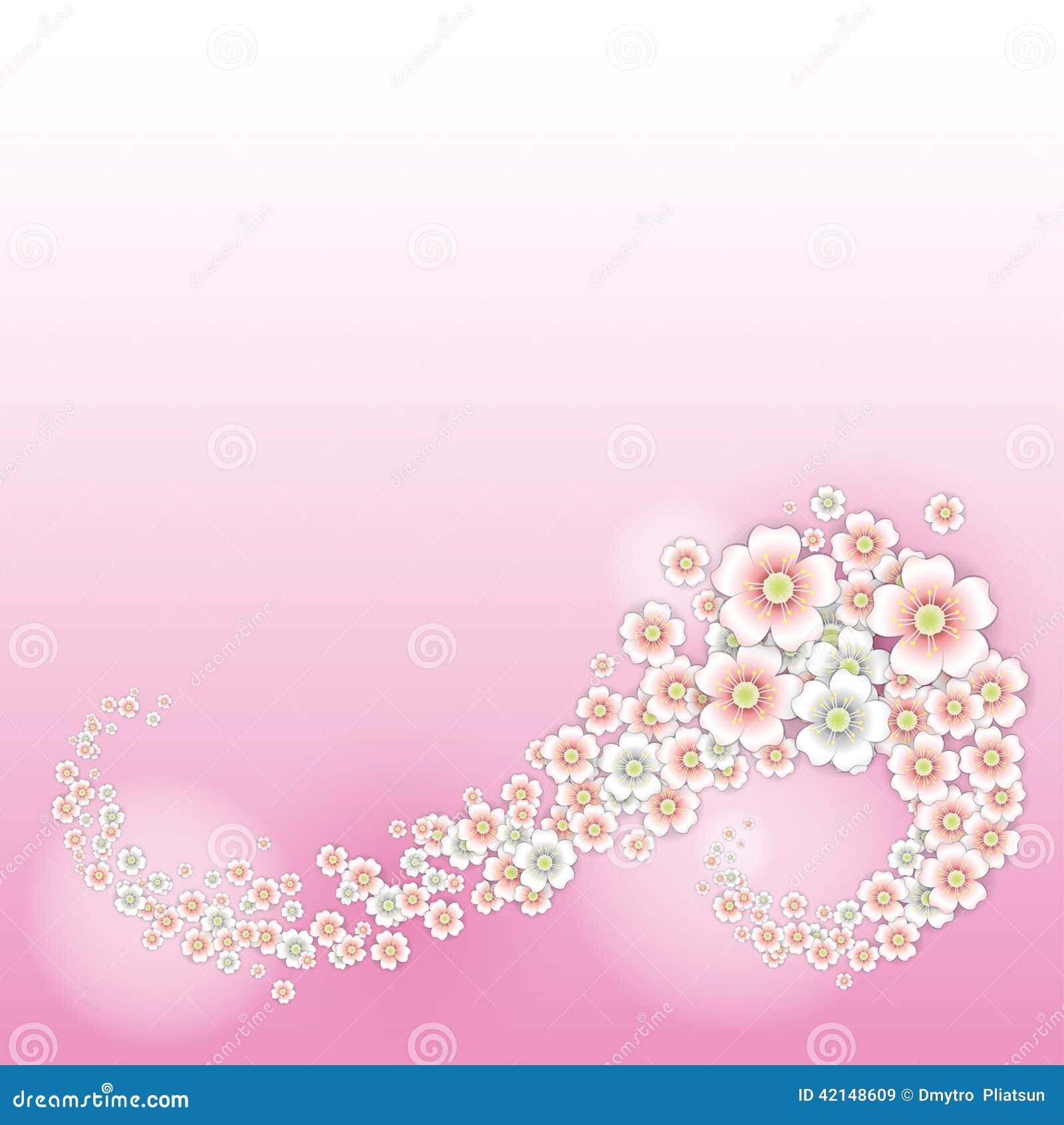 Spring Wind Blows Cherry Blossoms. Stock Vector - Illustration of ...
