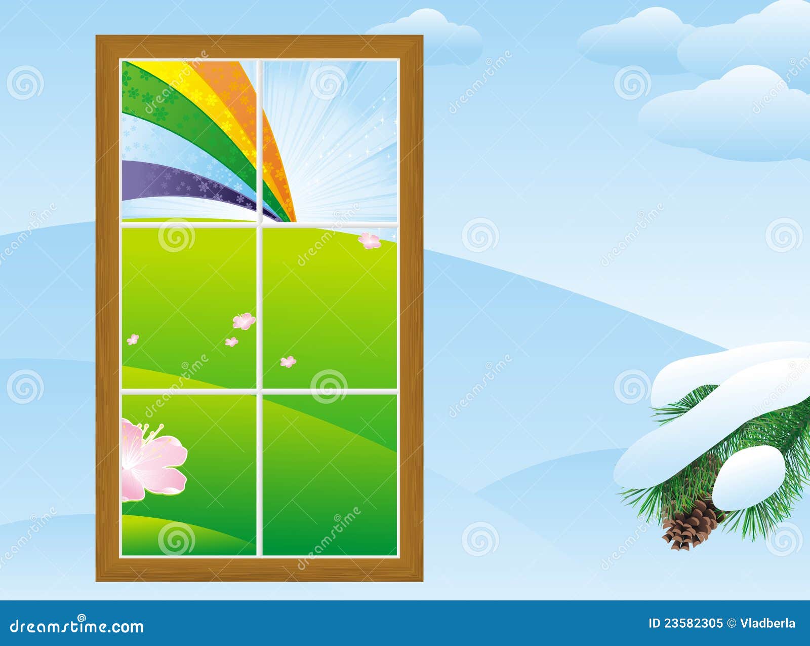 Spring in the window stock vector. Illustration of success - 23582305