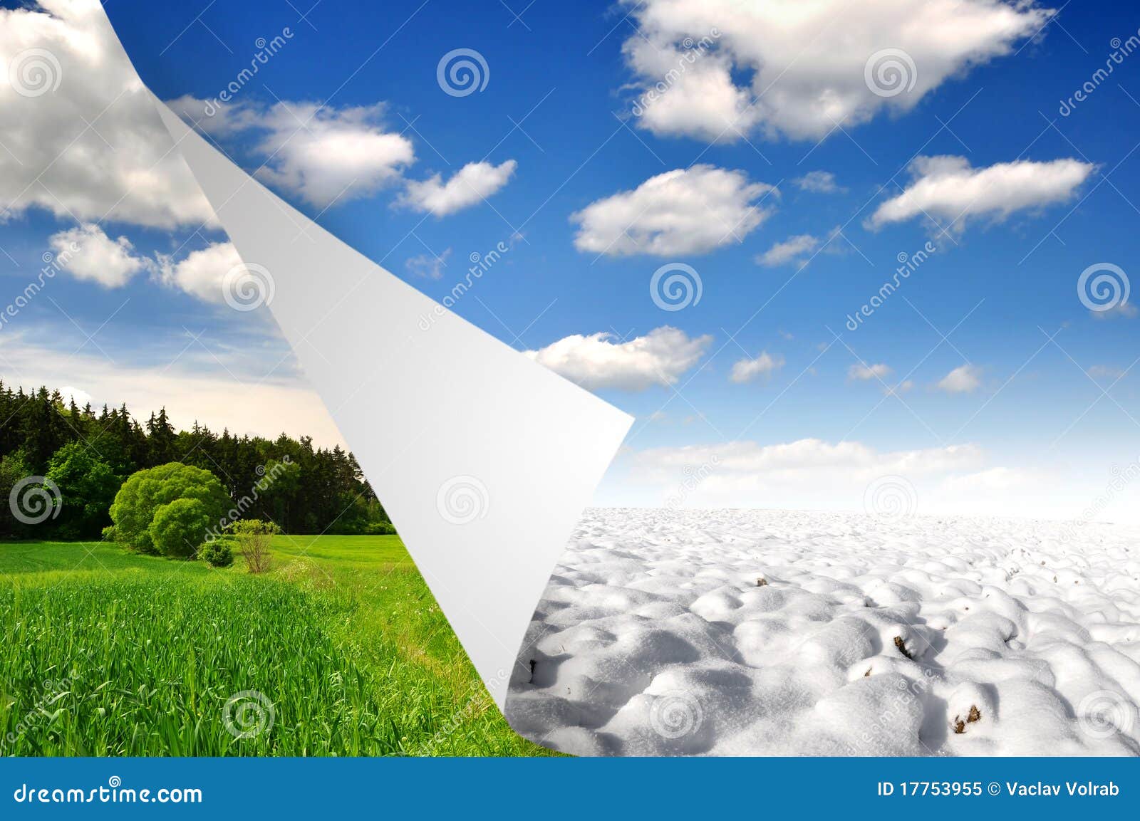 Spring and Winter Landscape Stock Image - Image of bright, scene: 17753955