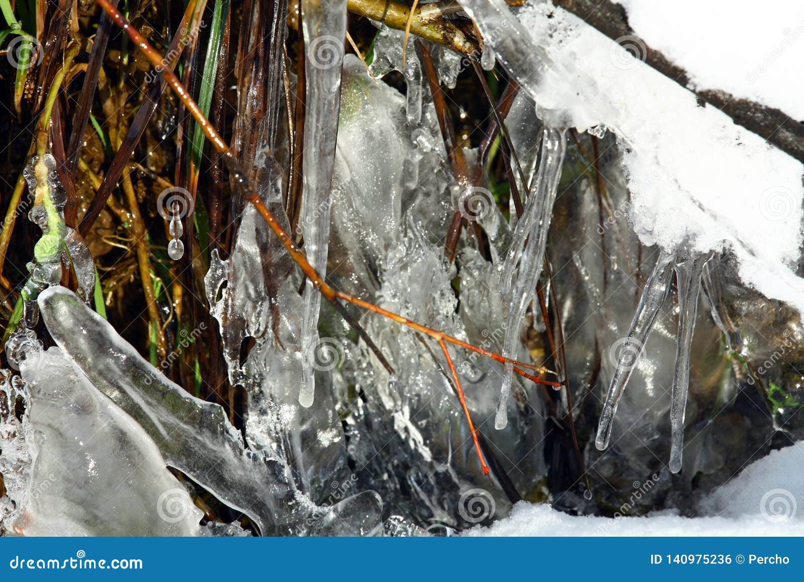 Spring in winter stock photo. Image of stream, nature - 140975236