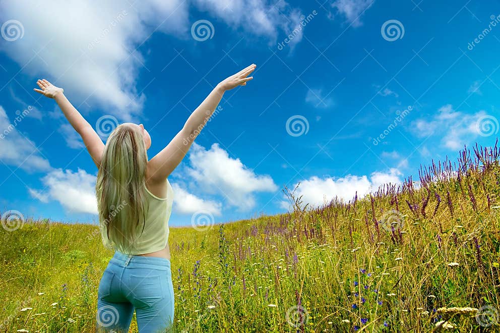 Spring woman stock photo. Image of casual, field, person - 7363592