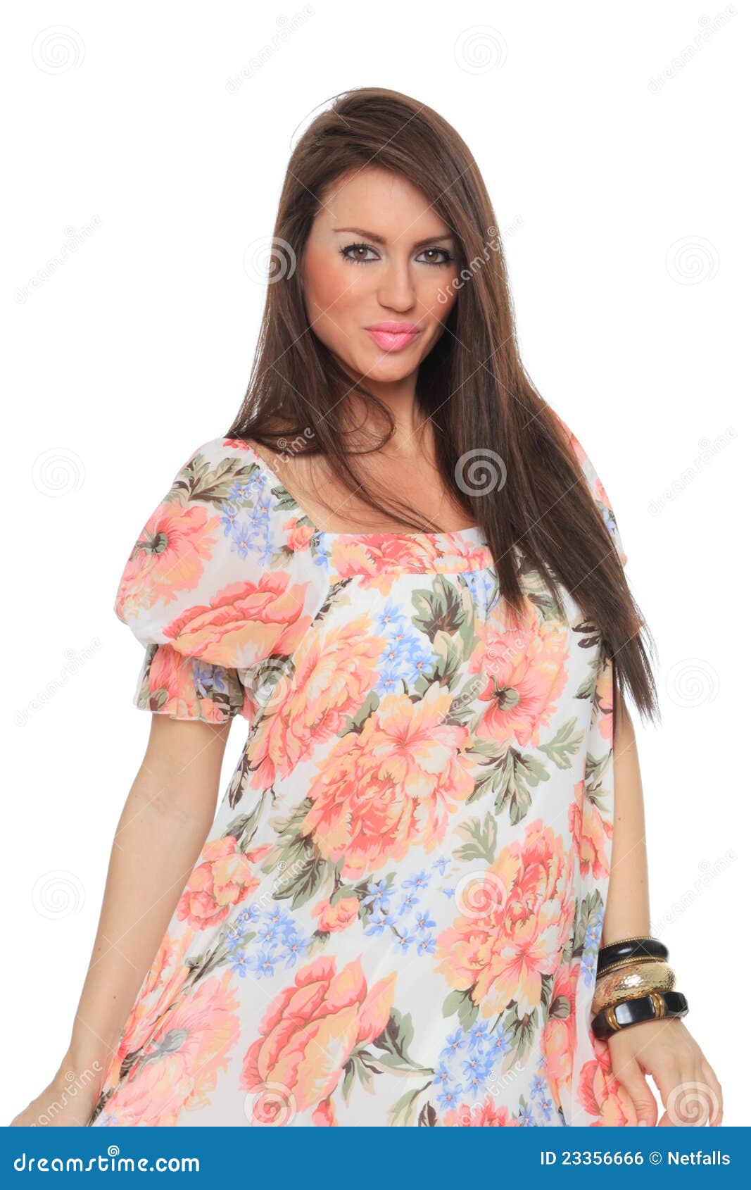 Spring Woman Isolated on White Stock Photo - Image of looking, face ...