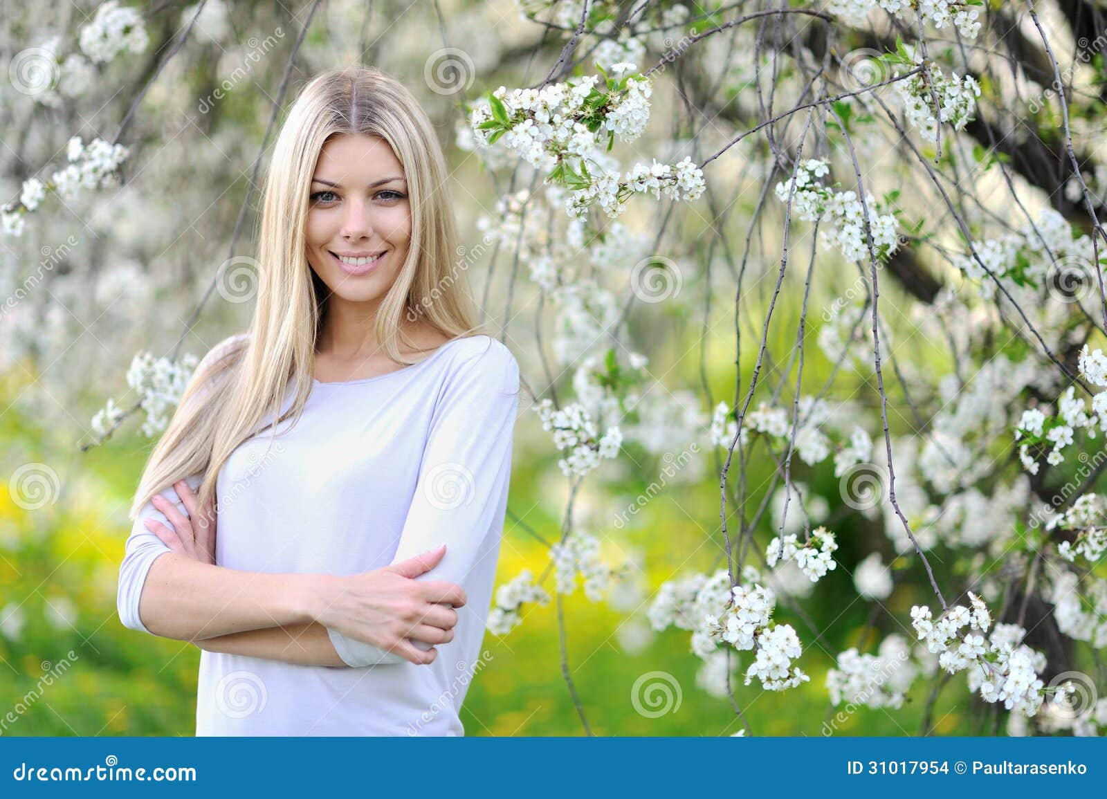 Spring Woman Portrait Smiling Outdoors in the Park Stock Photo - Image ...