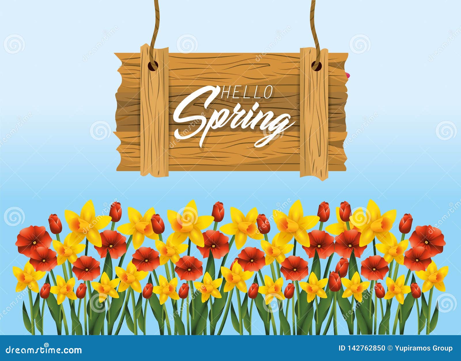 Spring Wood Emblem with Exotic Flowers Plants Stock Vector ...