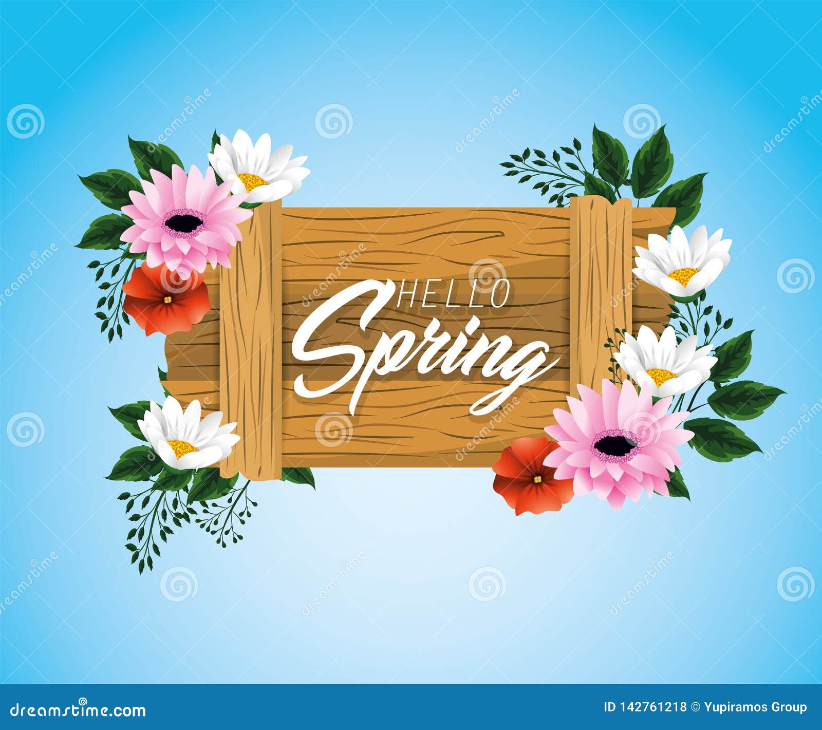 Spring Wood Emblem with Exotic Flowers Stock Vector - Illustration of ...