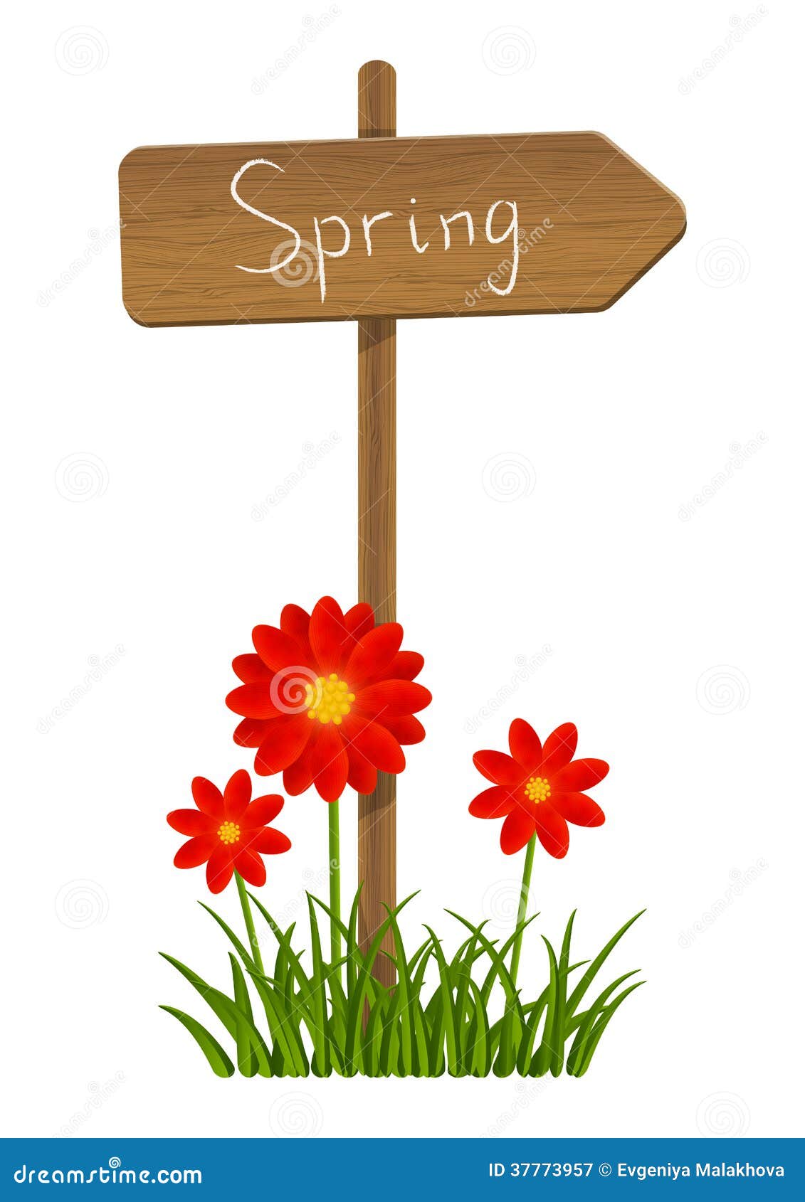 Spring Wooden Signpost with Flowers Stock Vector - Illustration of ...