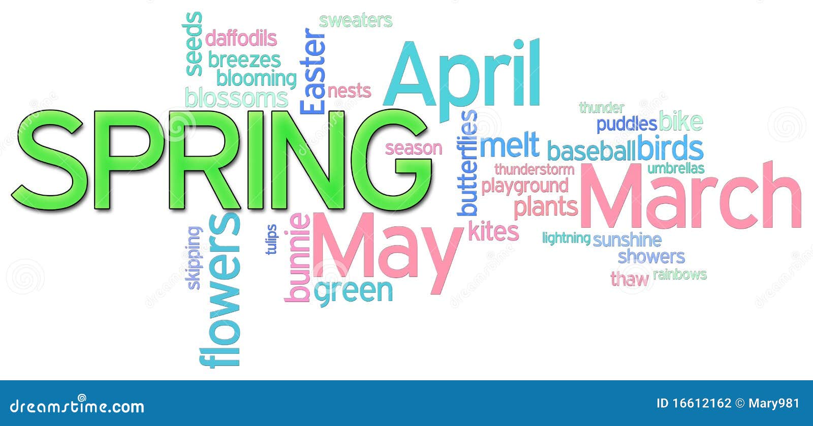 Spring Word Cloud stock illustration. Illustration of word - 16612162