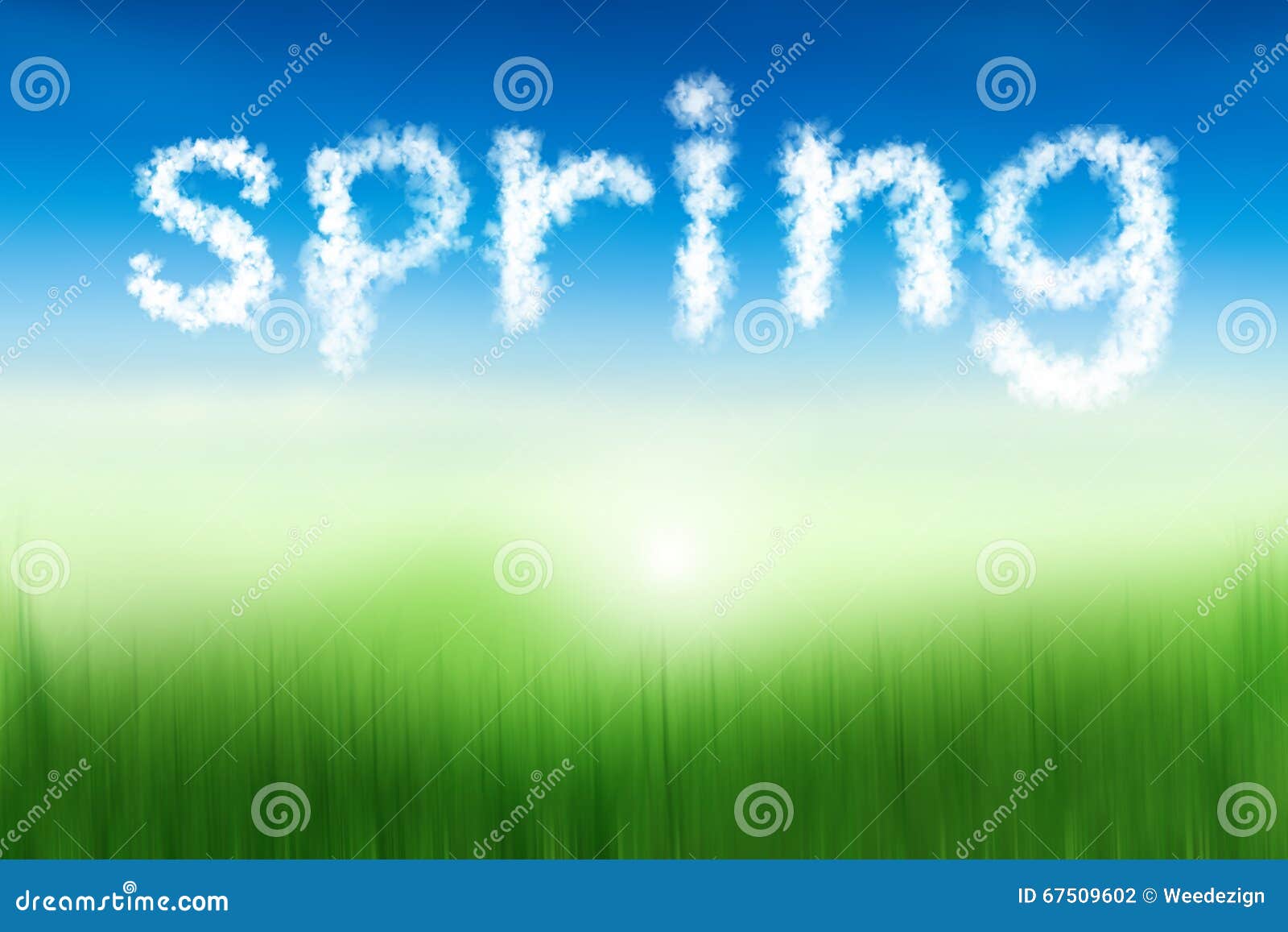 Spring Word in Cloud Texture Floating at Blur Soft Nature Background ...
