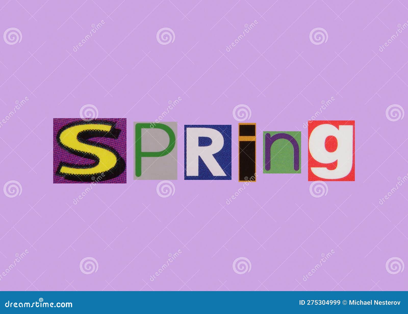 Spring Word from Cut Out Magazine Colored Letters Stock Image - Image ...