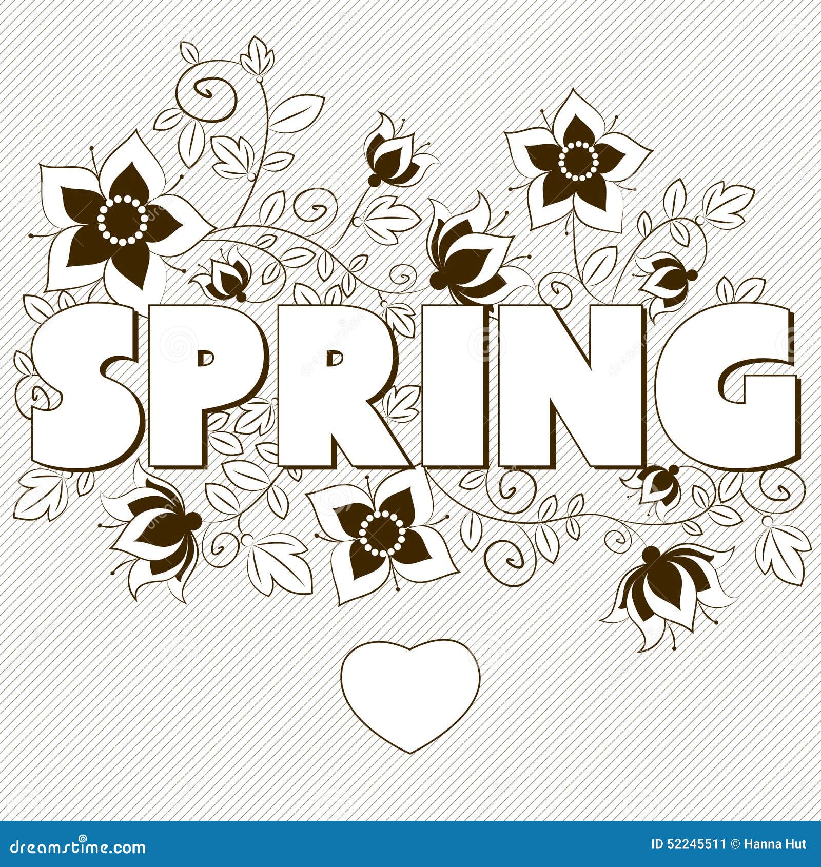 Spring Word, Flowers and Butterfly Stock Vector - Illustration of text ...