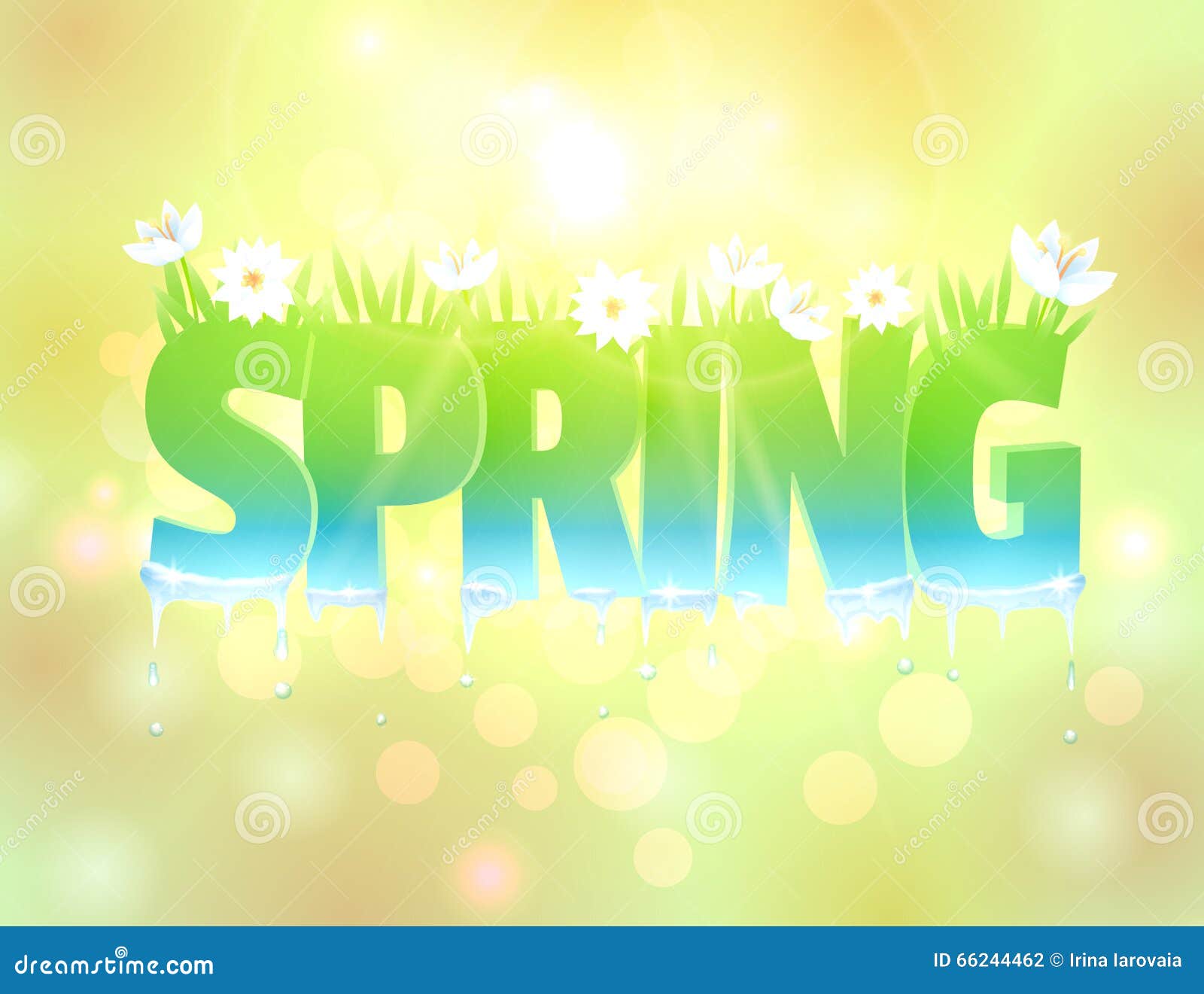 Spring Word with Flowers and Grass. Stock Vector - Illustration of ...