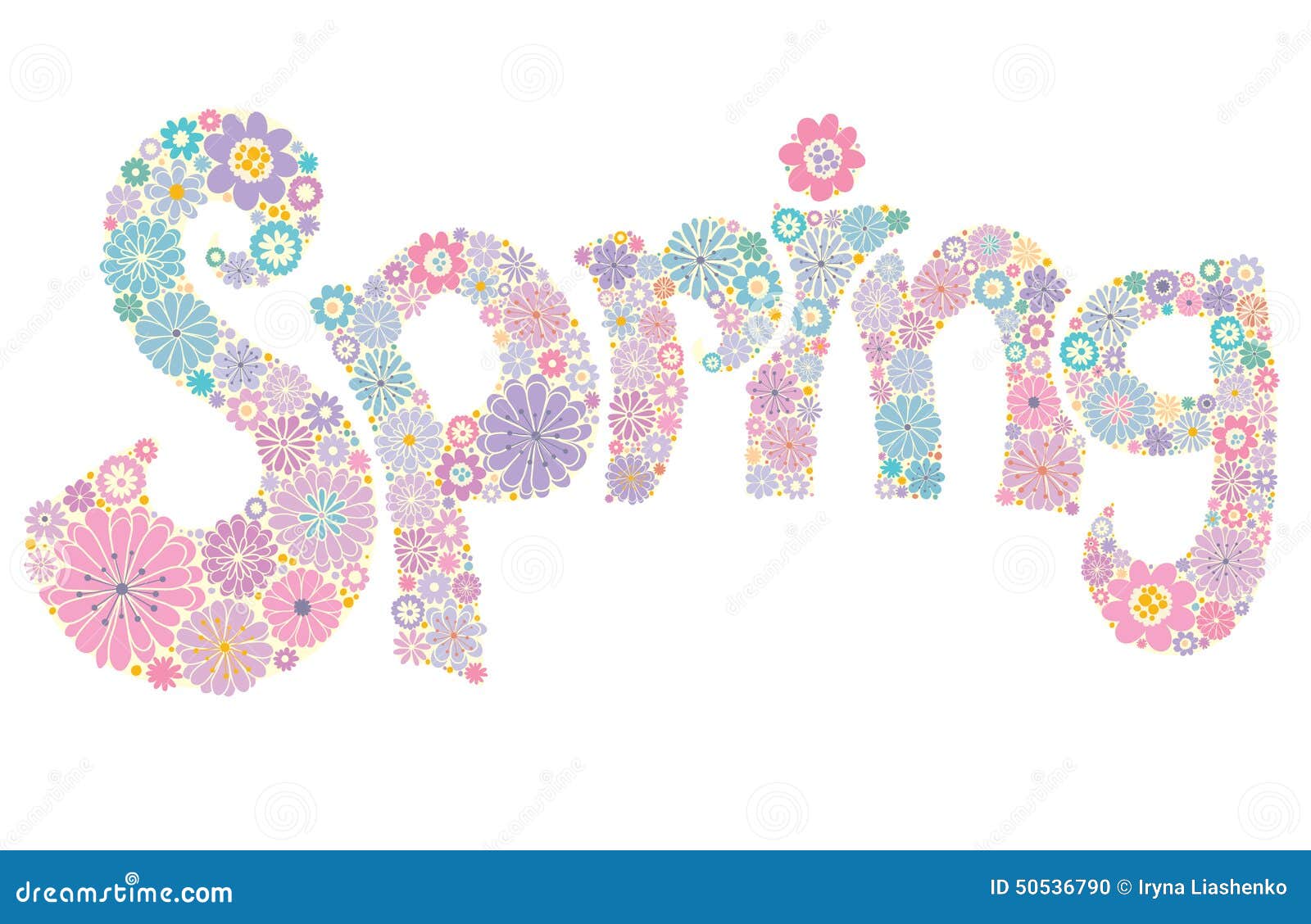 Spring word, flowers . stock illustration. Illustration of nature ...