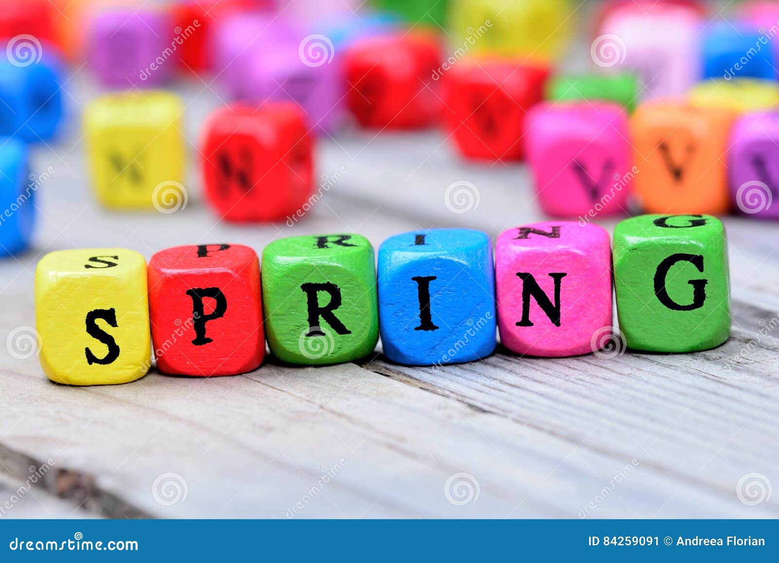 Spring word on table stock image. Image of closeup, happy - 84259091